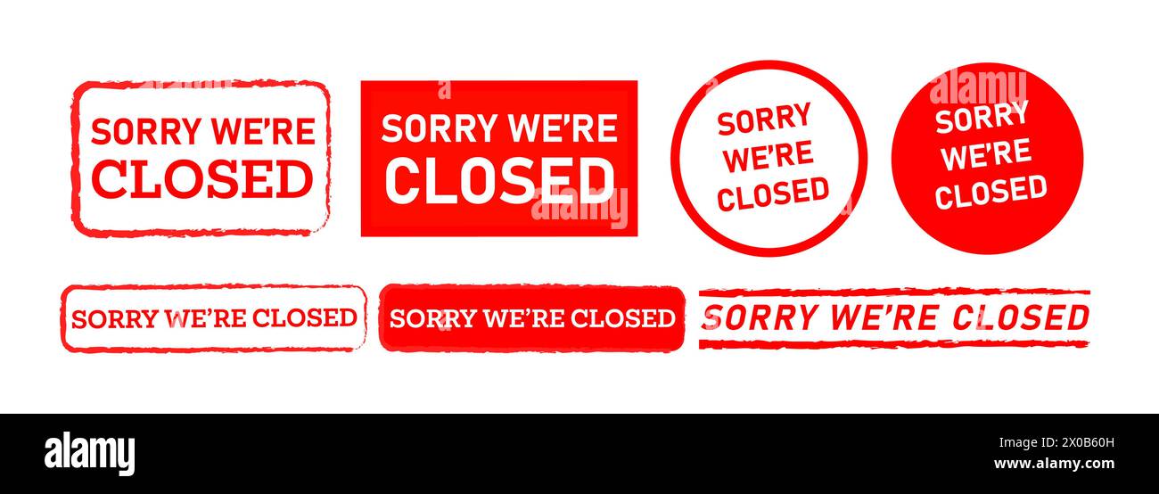 sorry we're closed rectangle square and circle stamp or signage ...
