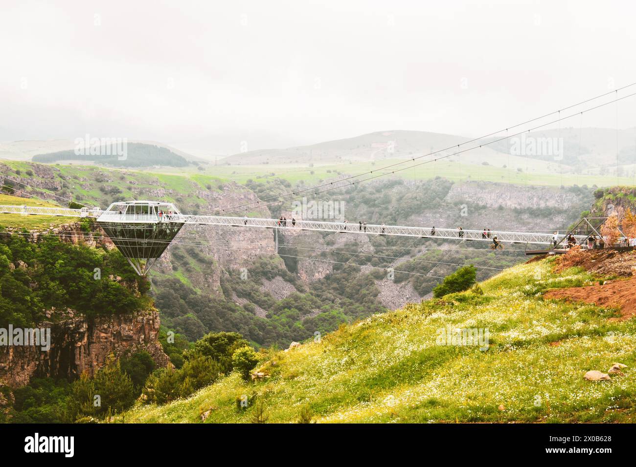 Dashbashi, Georgia - 19th june, 2022: Aerial view Diamond cafe on glass ...
