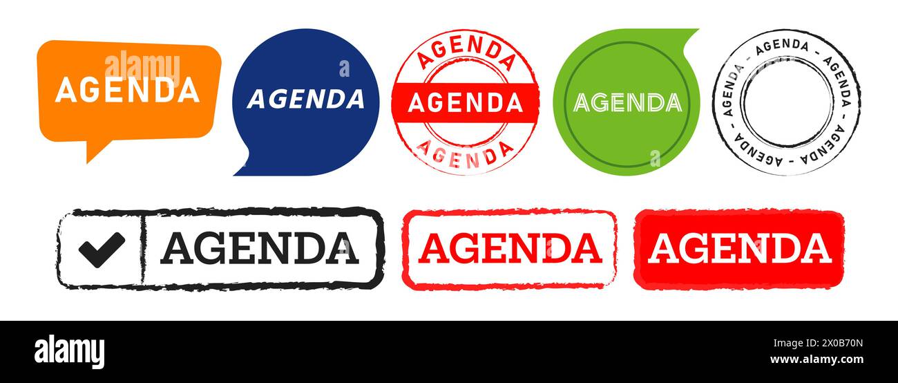 agenda rectangle circle stamp and speech bubble sign for schedule ...
