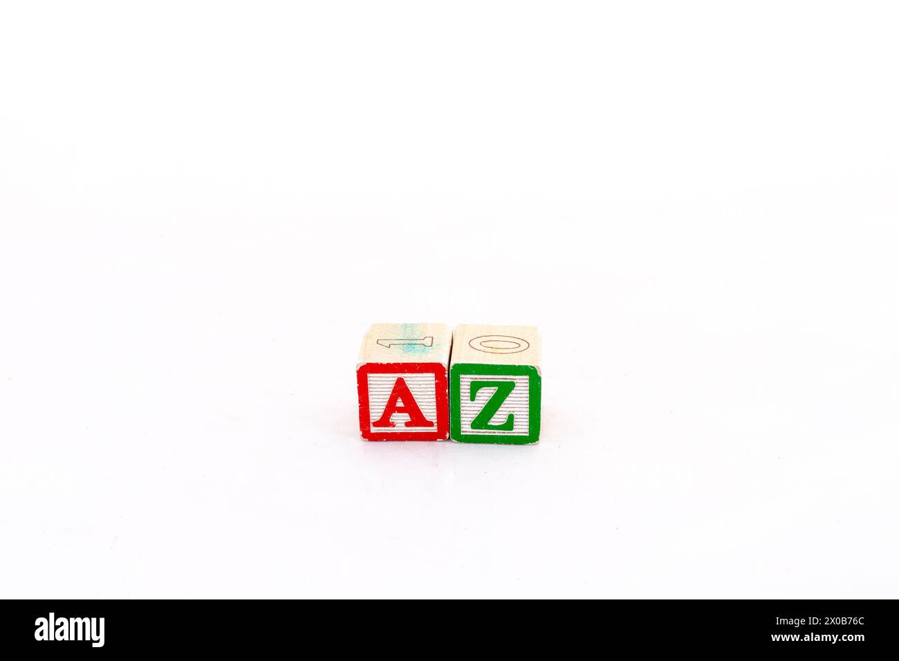AZ wooden blocks on white isolated background with copy space Stock ...