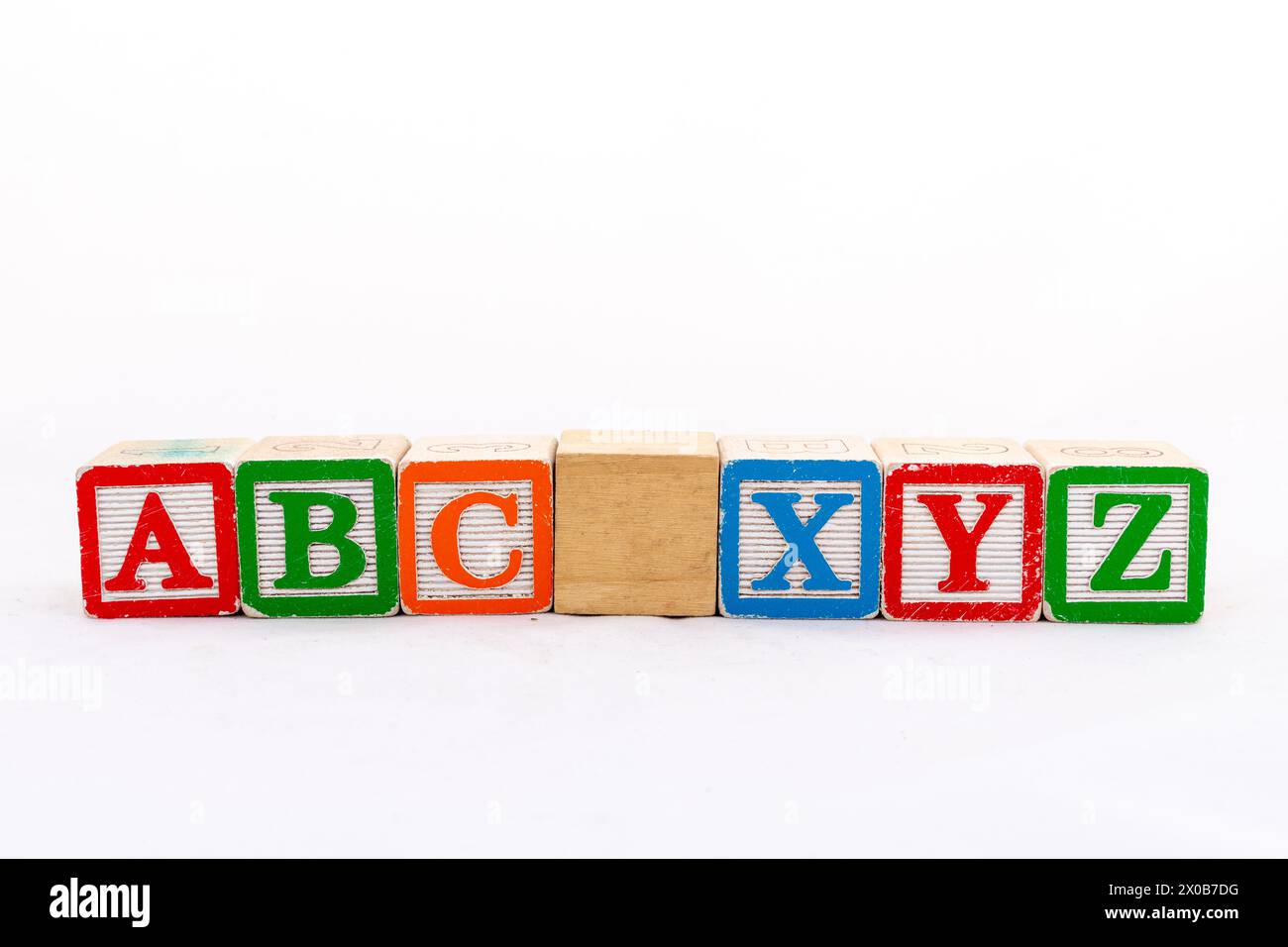 ABC and XYZ alphabet wooden blocks isolated on white background Stock ...