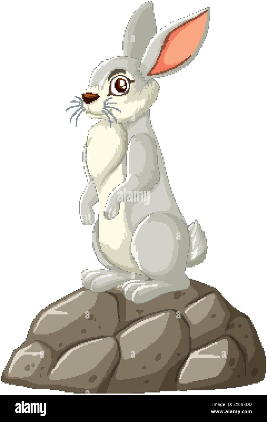 Illustration of a rabbit standing on stones Stock Vector Image & Art ...