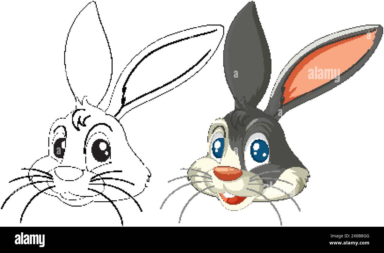 Colorful and outlined rabbit vector graphics Stock Vector Image & Art ...