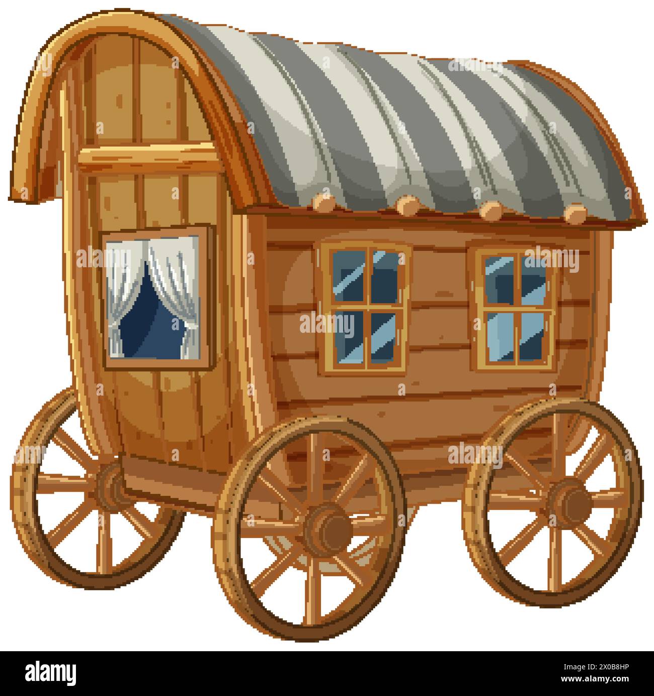 Colorful vector illustration of an old-fashioned wagon Stock Vector ...