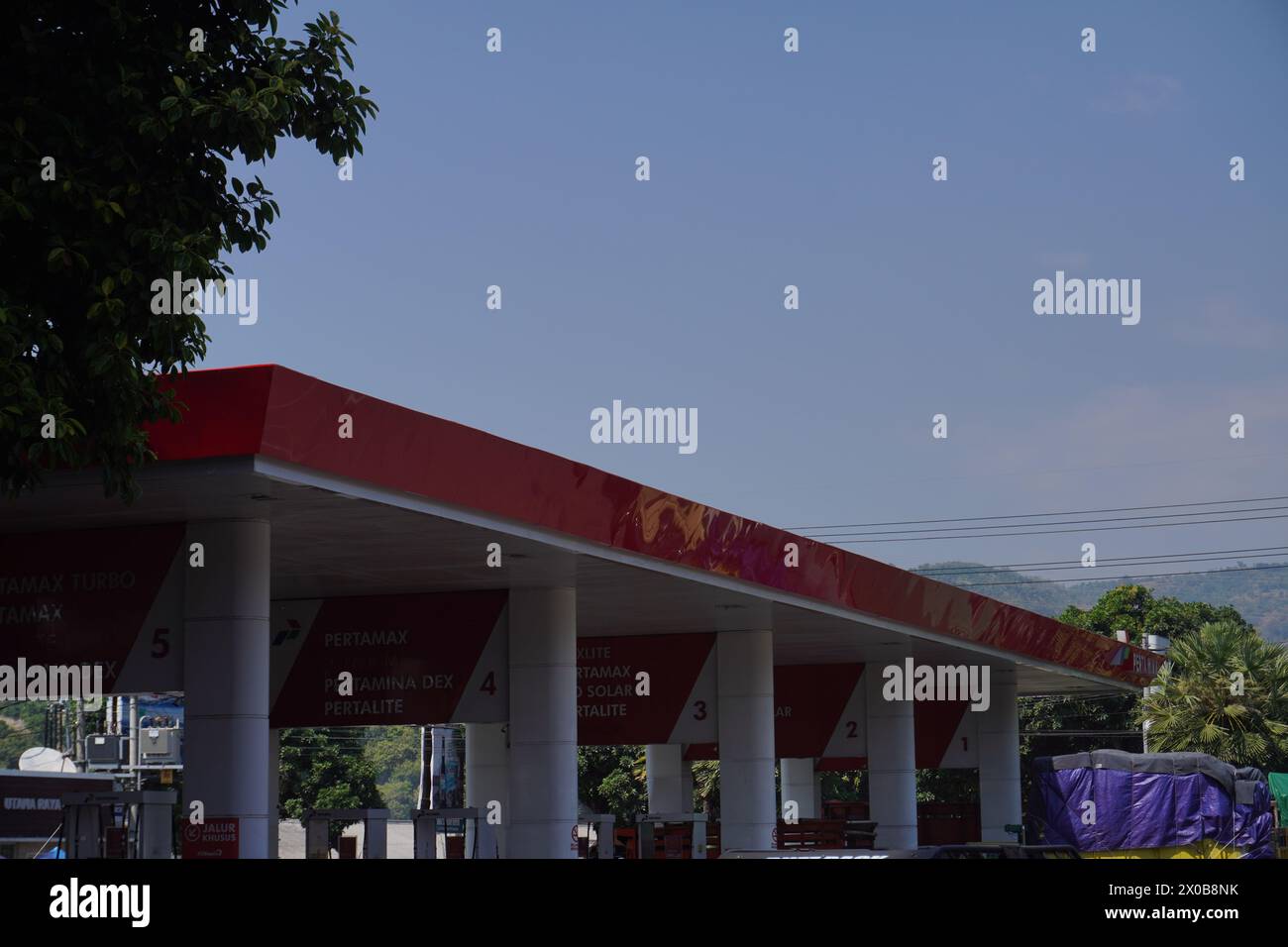 The Pertamina gas station with the type of gasoline they sell on the ...