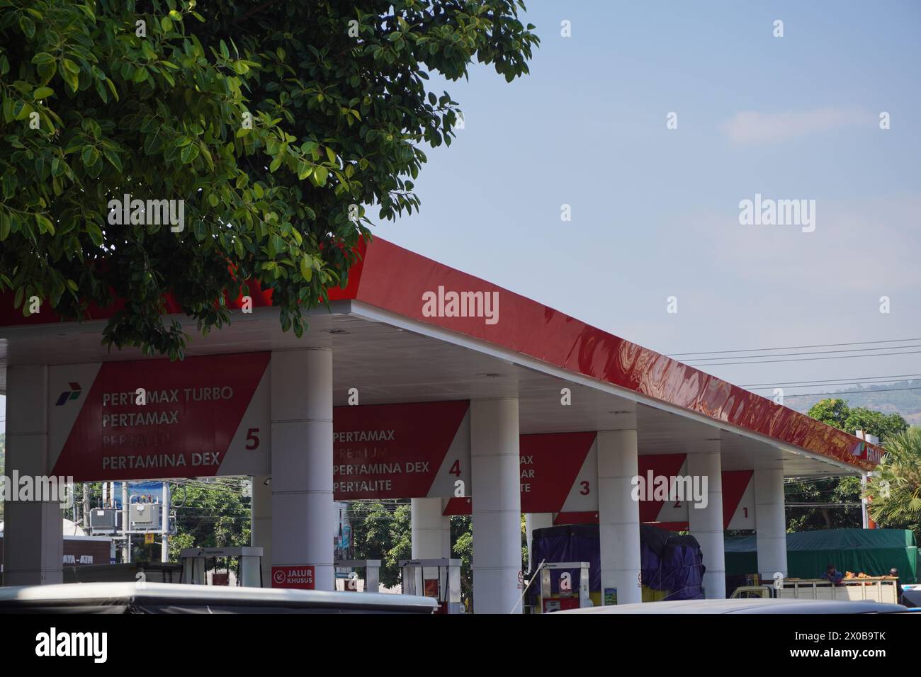 The Pertamina gas station with the type of gasoline they sell on the ...