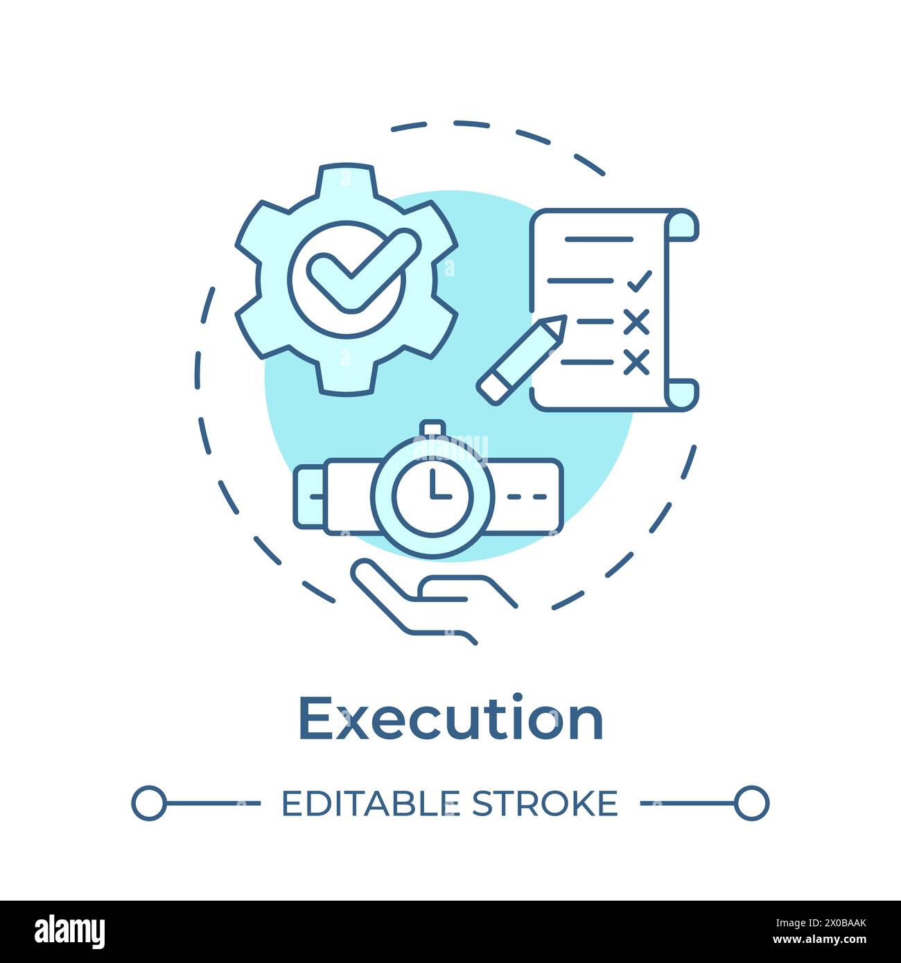 Business management execution soft blue concept icon Stock Vector Image ...