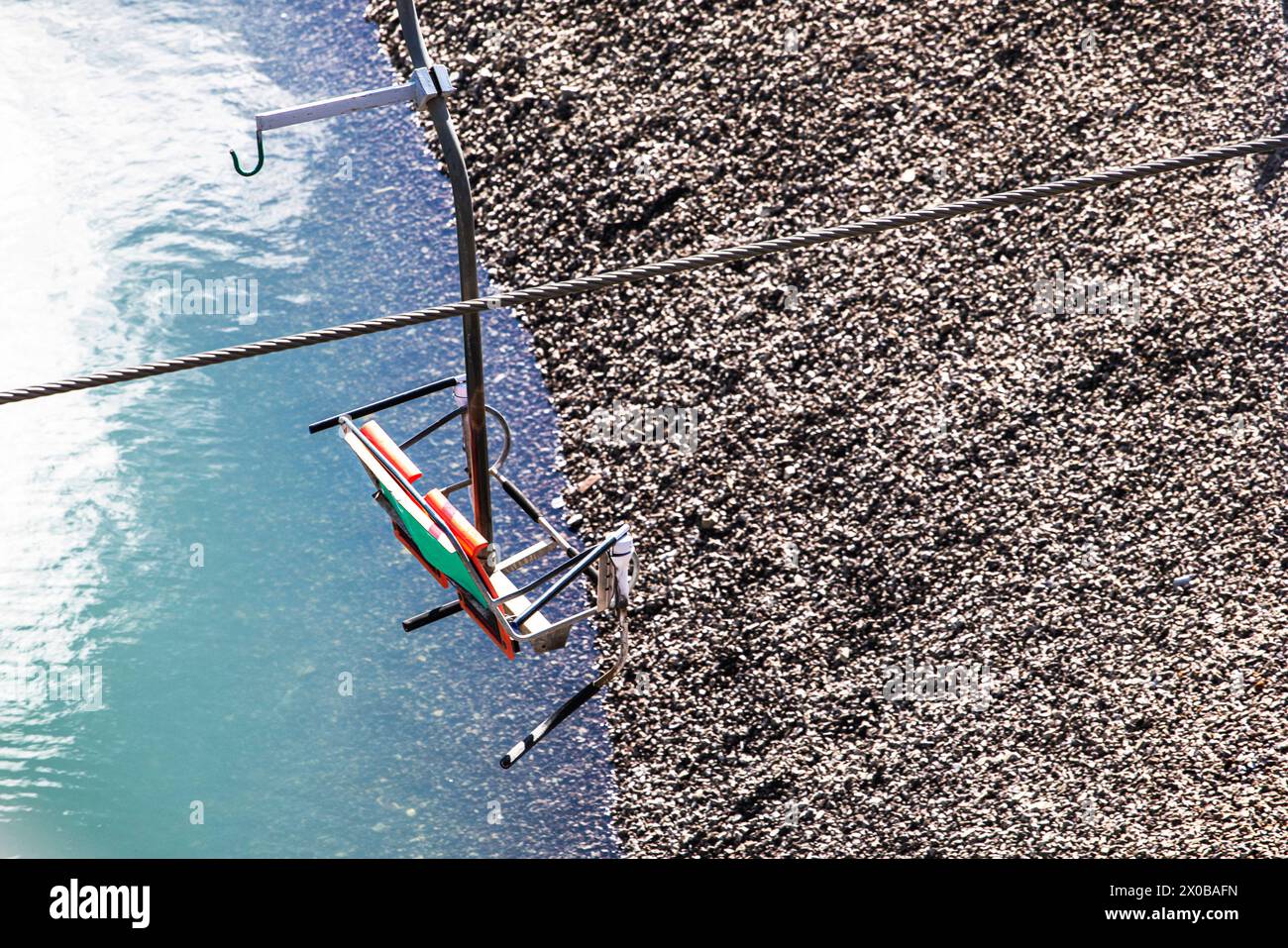 cable car across the lake, top view. vacation and trave Stock Photo - Alamy