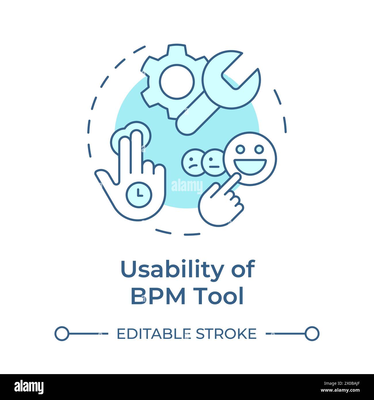 BPM tool usability soft blue concept icon Stock Vector Image & Art - Alamy