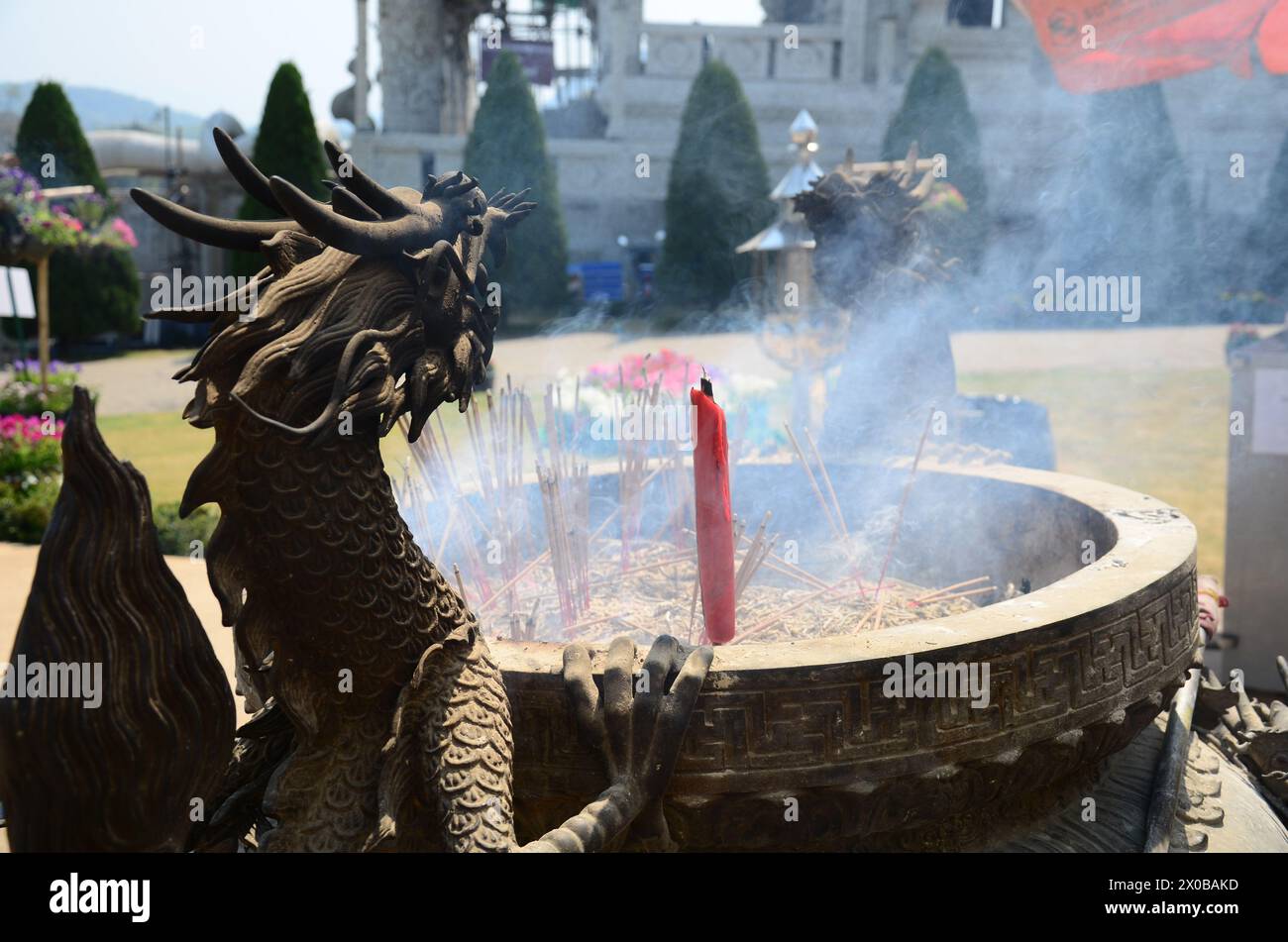 Joss stick dragon pot or thurible incense burner chinese style for thai ...