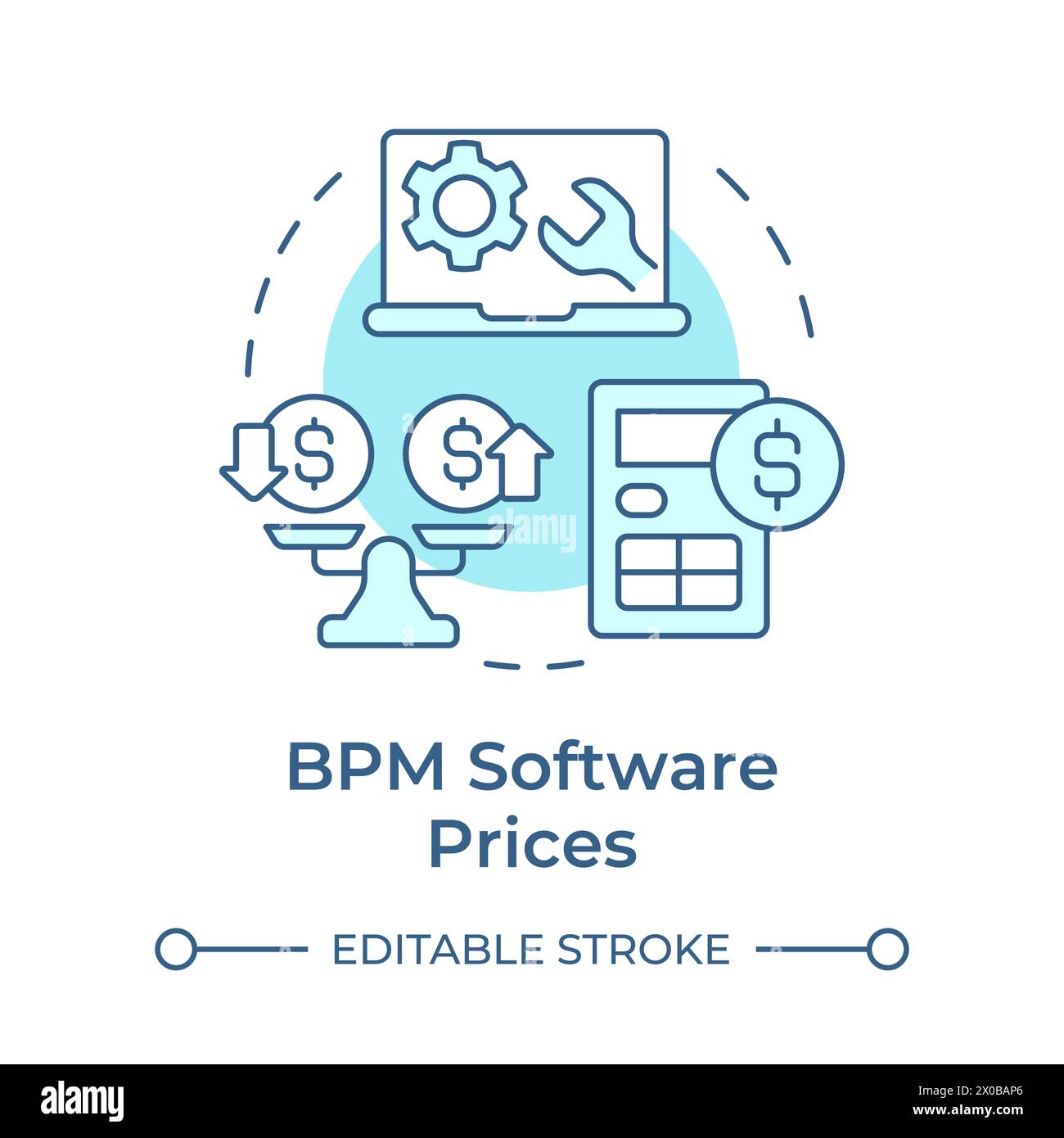 BPM software prices soft blue concept icon Stock Vector Image & Art - Alamy