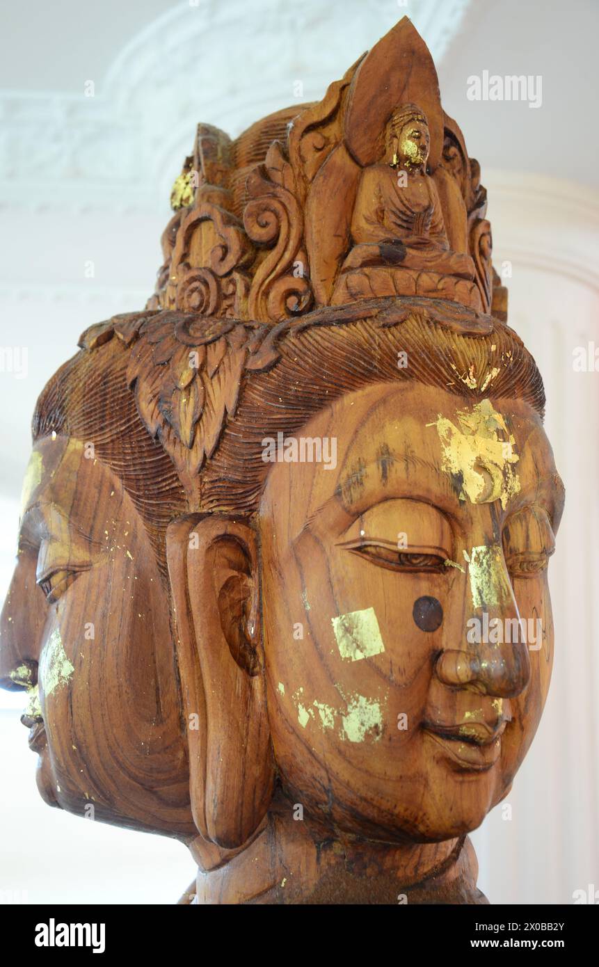 Guanyin Avalokiteshvara three face or Guan Yin bodhisattva goddess ...