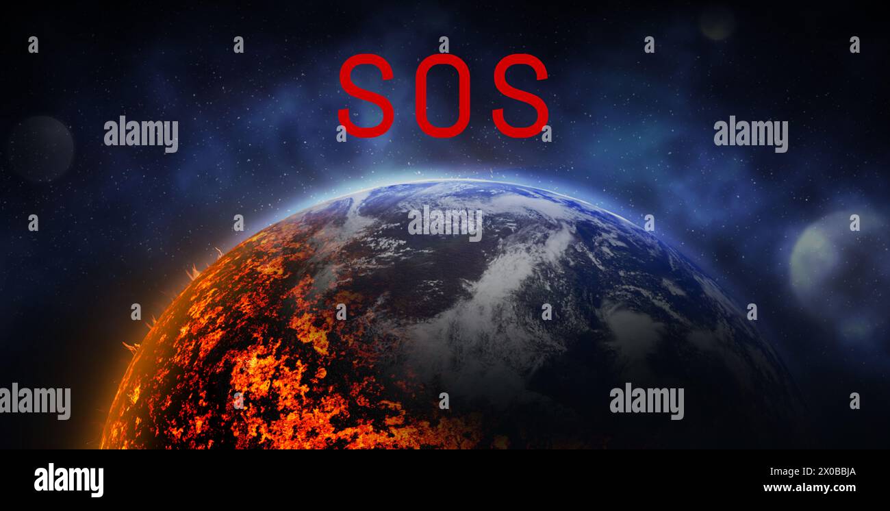 Conceptual design depicting Earth destroyed by global warming, banner ...