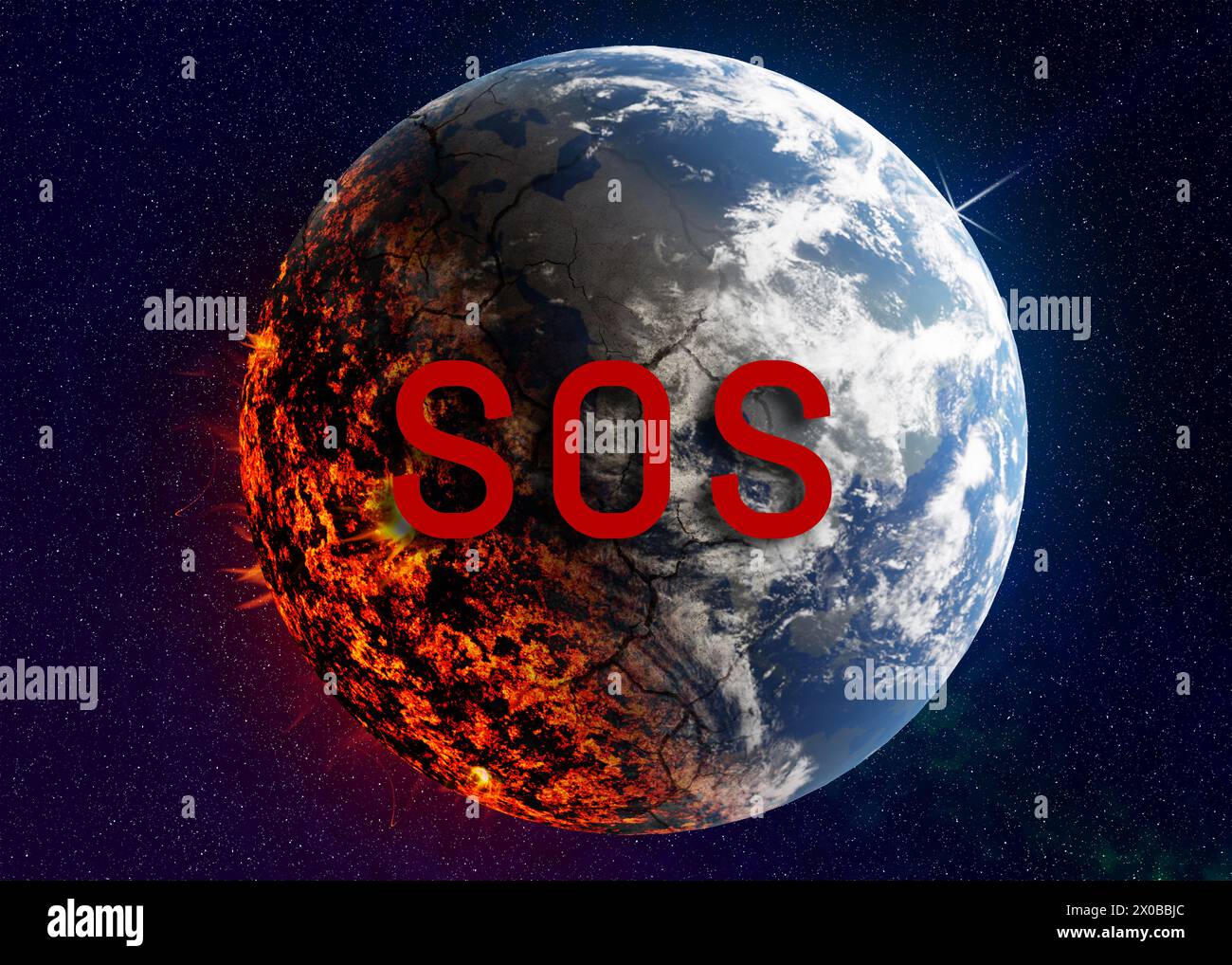 Conceptual design depicting Earth destroyed by global warming Stock ...