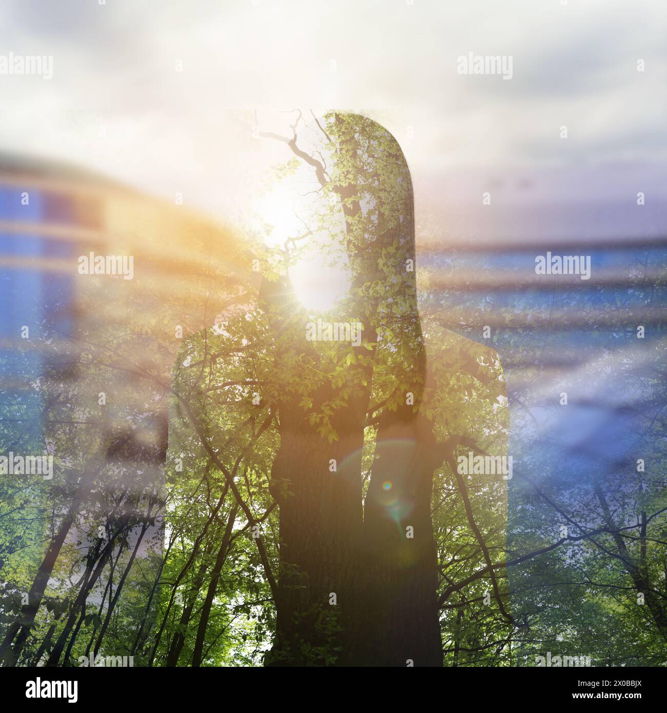 Woman trees double exposure hi-res stock photography and images - Alamy