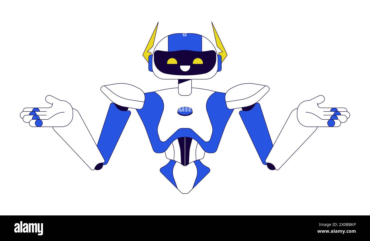 Robot shoulders shrugging 2D linear cartoon character Stock Vector ...