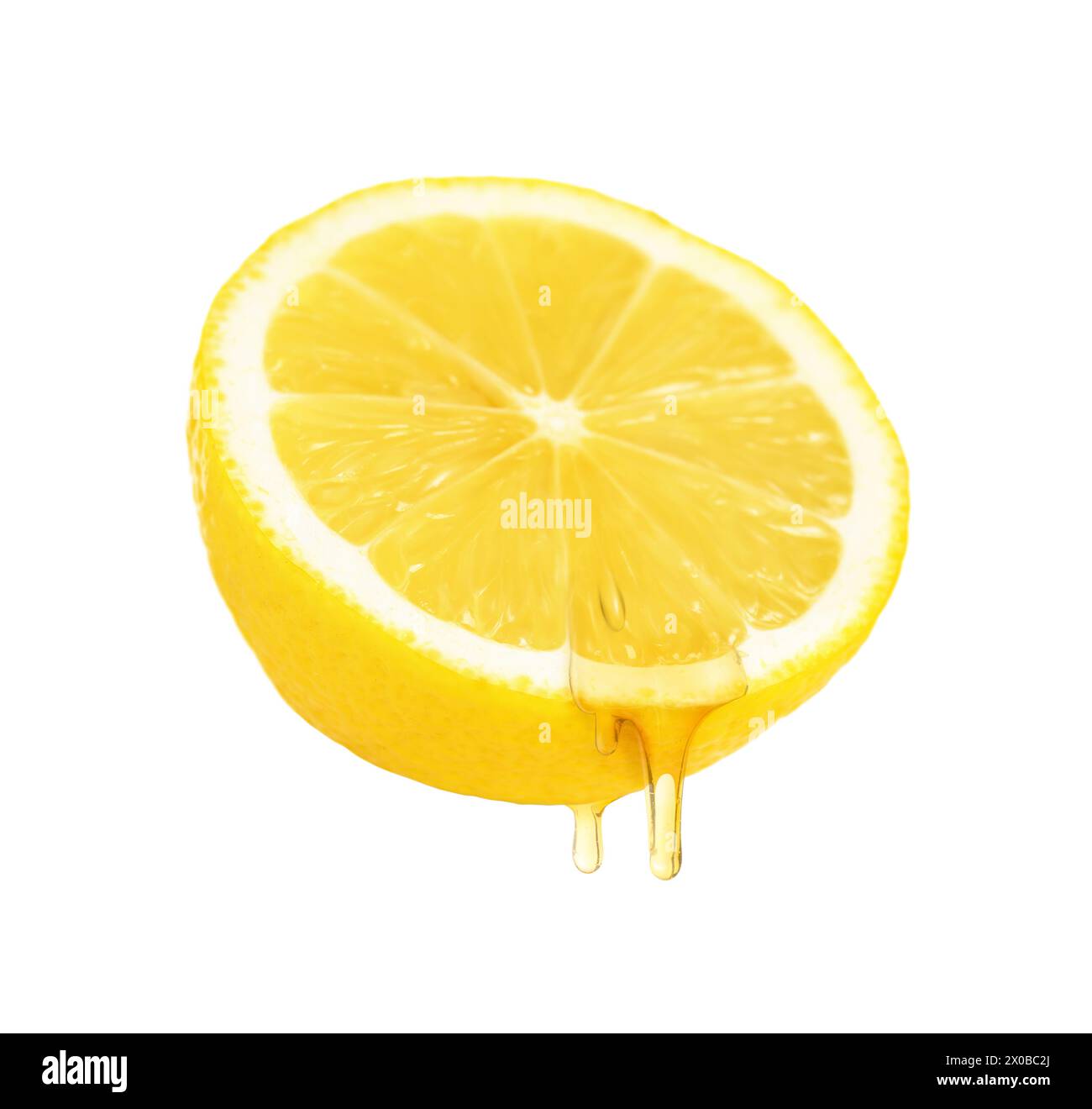 Juice dripping from half of lemon isolated on white Stock Photo - Alamy