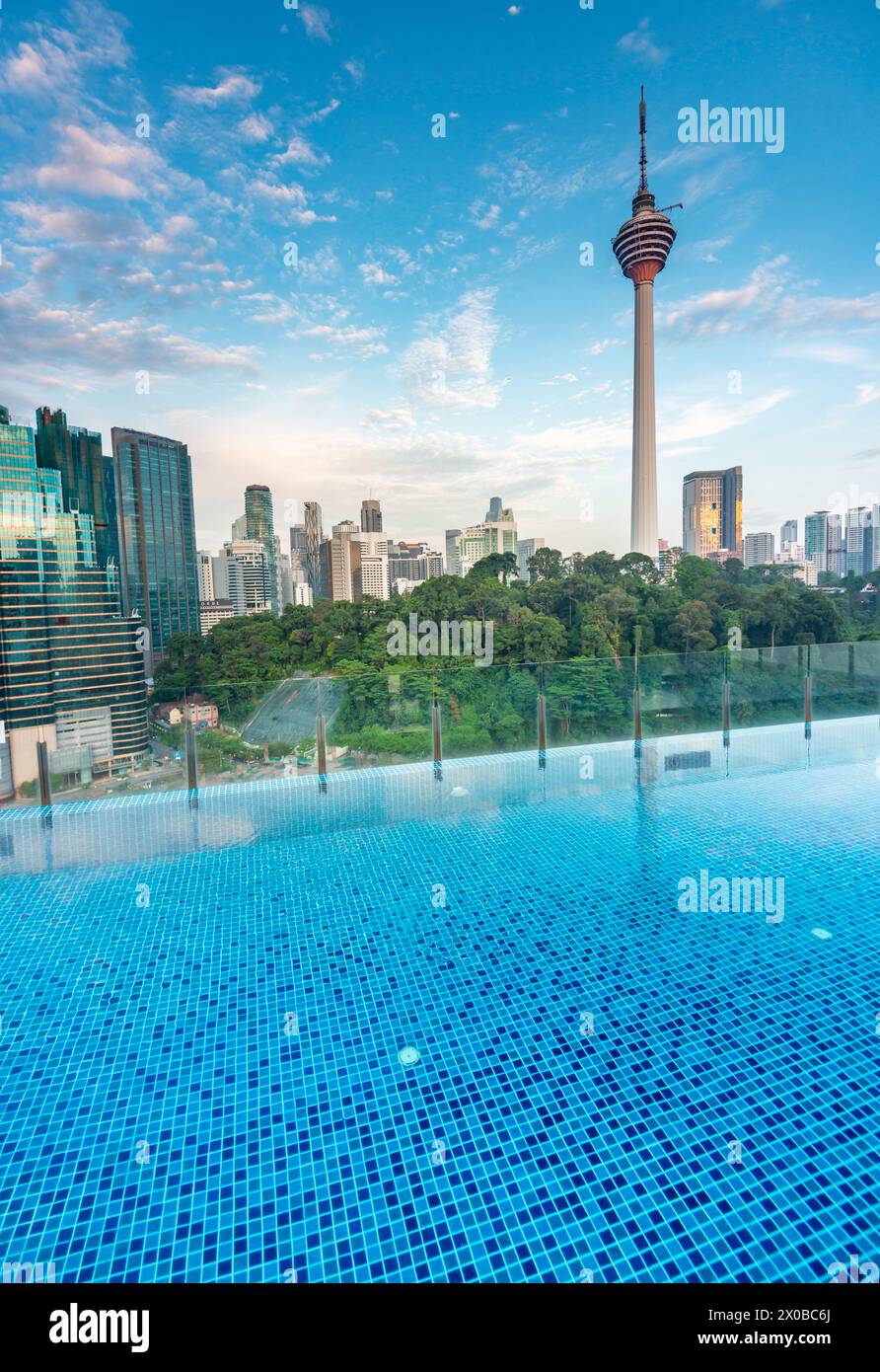 Stunning rootop view of KL city and Menara Kuala Lumpur,close to sunset ...
