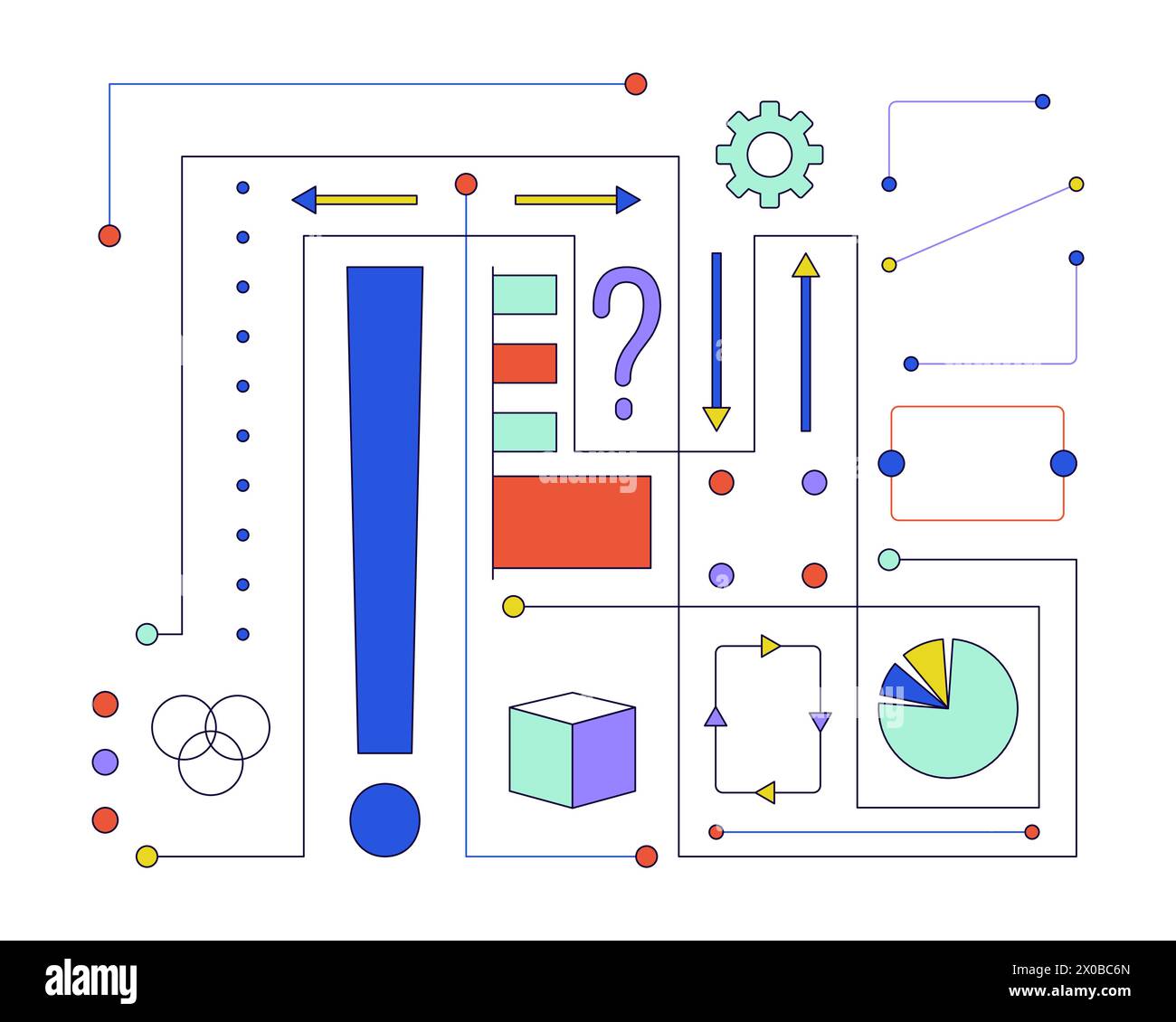 Neural Network Data 2d Linear Cartoon Object Stock Vector Image And Art