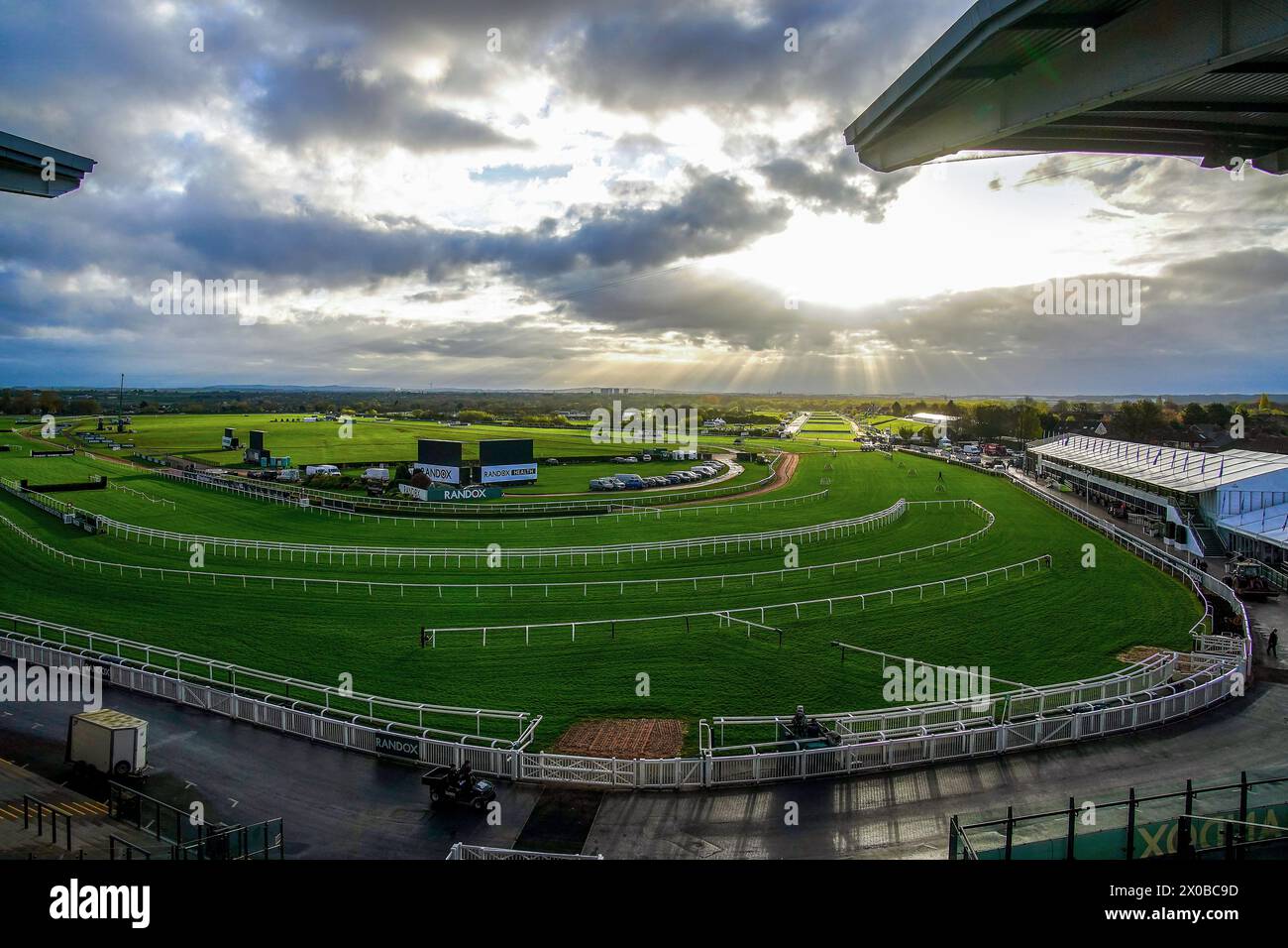 An aerial view of Aintree Racecourse on day one of the 2024 Randox ...