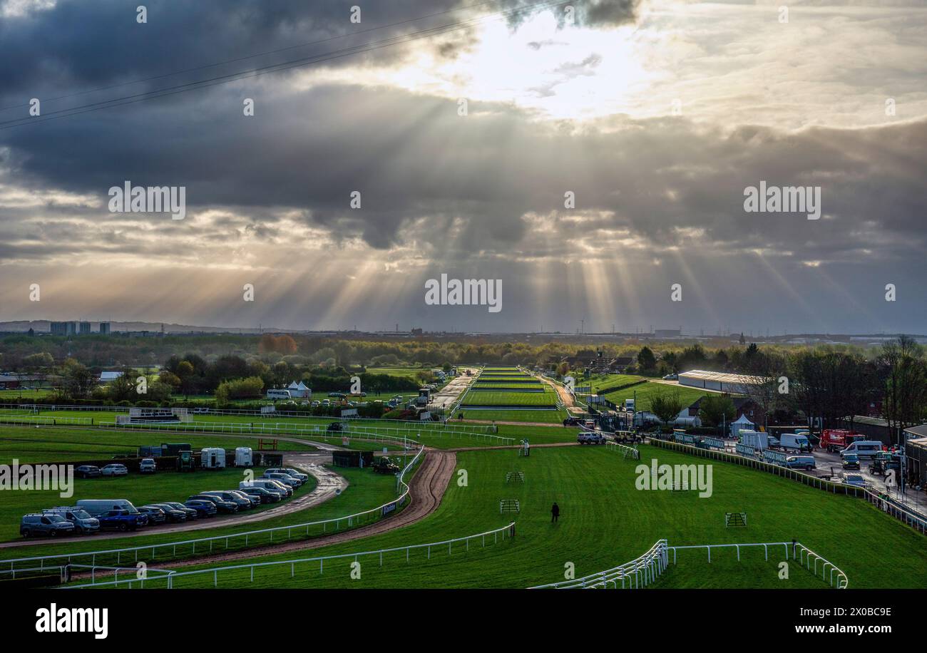 An aerial view of Aintree Racecourse on day one of the 2024 Randox ...