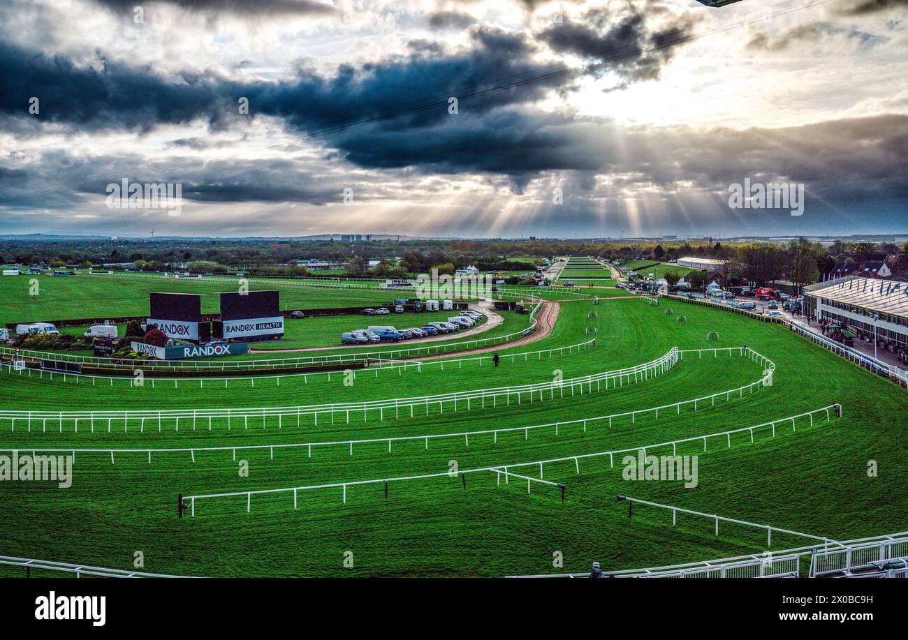 An aerial view of Aintree Racecourse on day one of the 2024 Randox ...