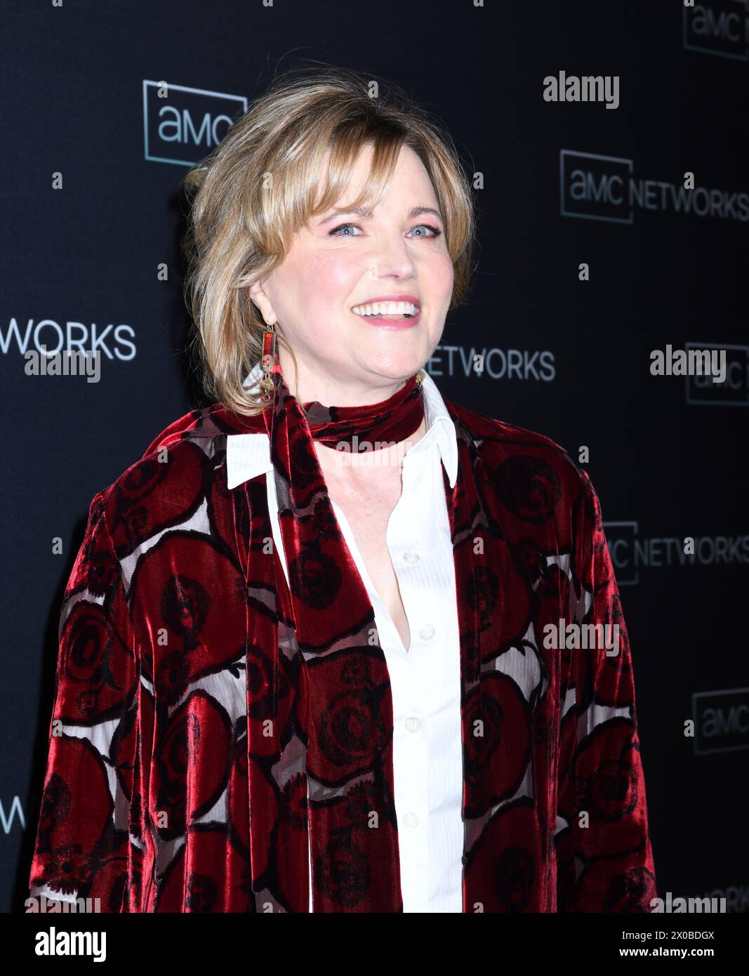 April 10, 2024, New York, New York, USA: Lucy Lawless attends the AMC Networks 2024 Upfront at ...