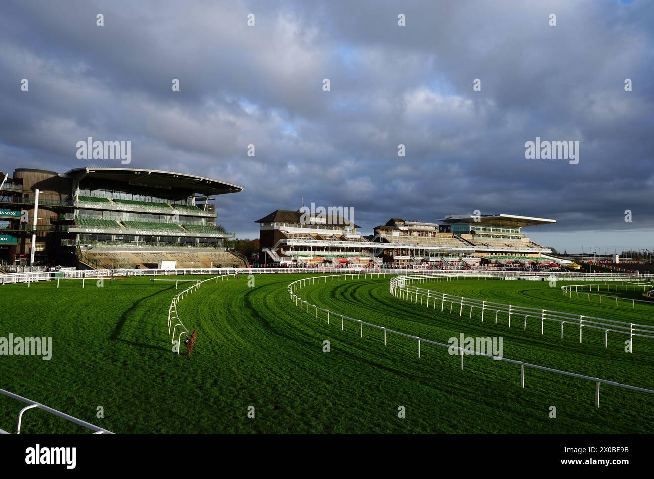 A general view of a grandstand at Aintree Racecourse on day one of the ...