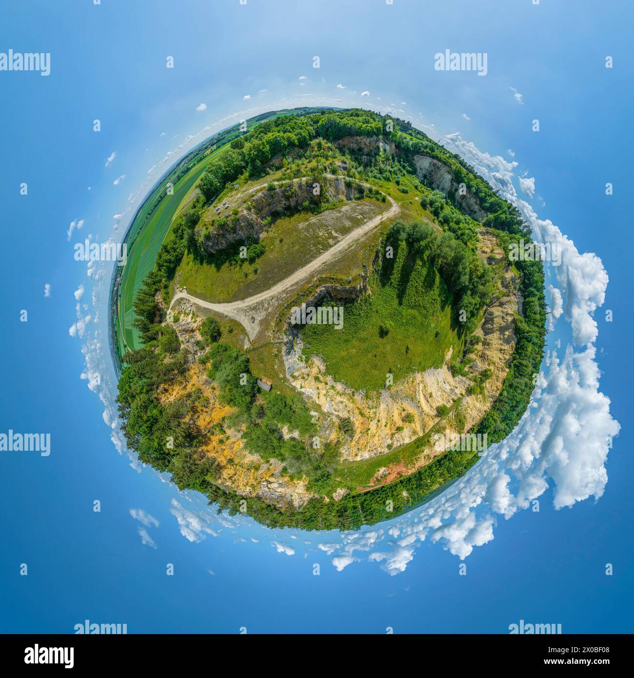 View of the Lindle adventure quarry near Holheim on the southern crater ...