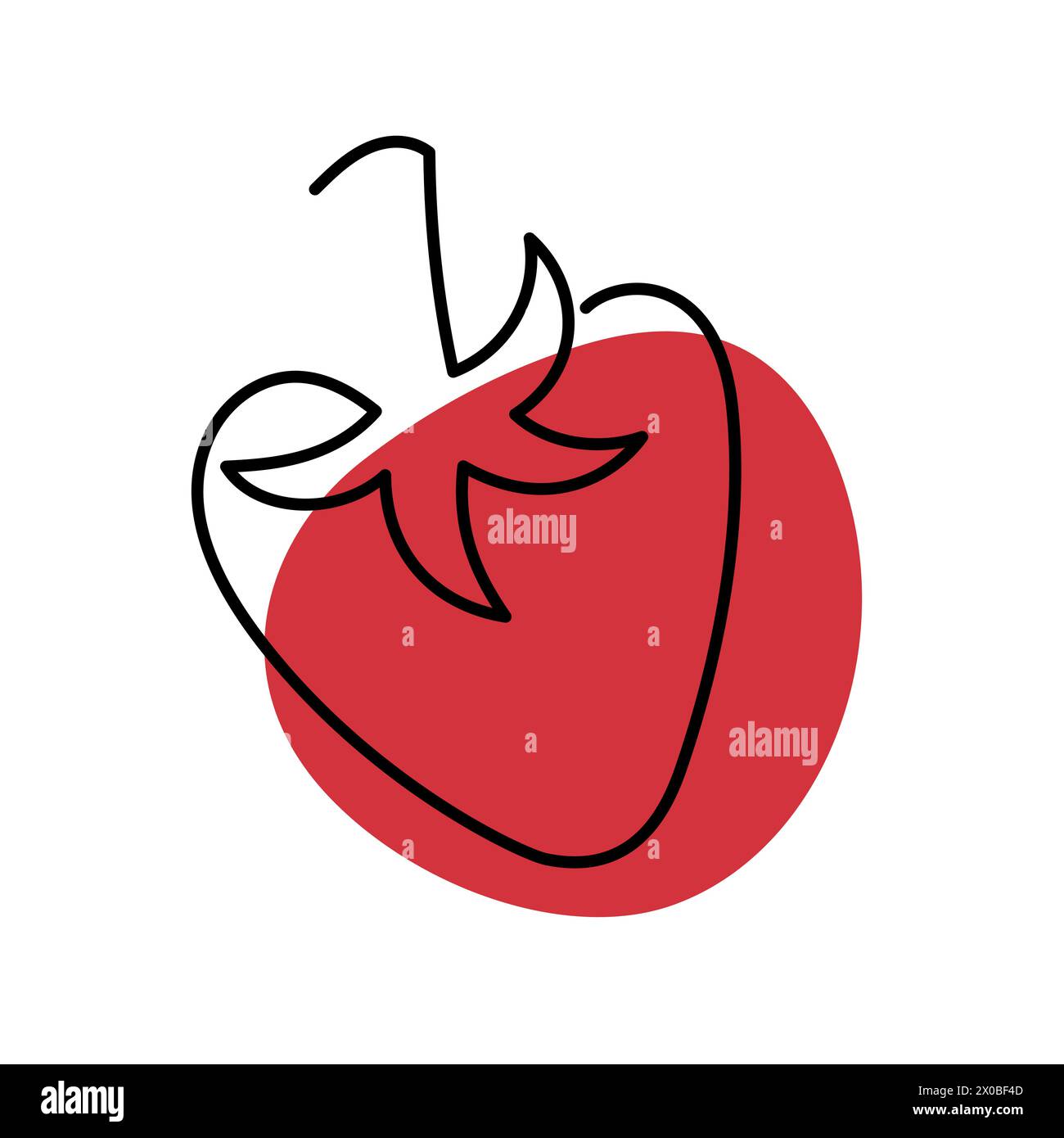 Strawberry icons. Single line art style strawberry. Abstract creative ...