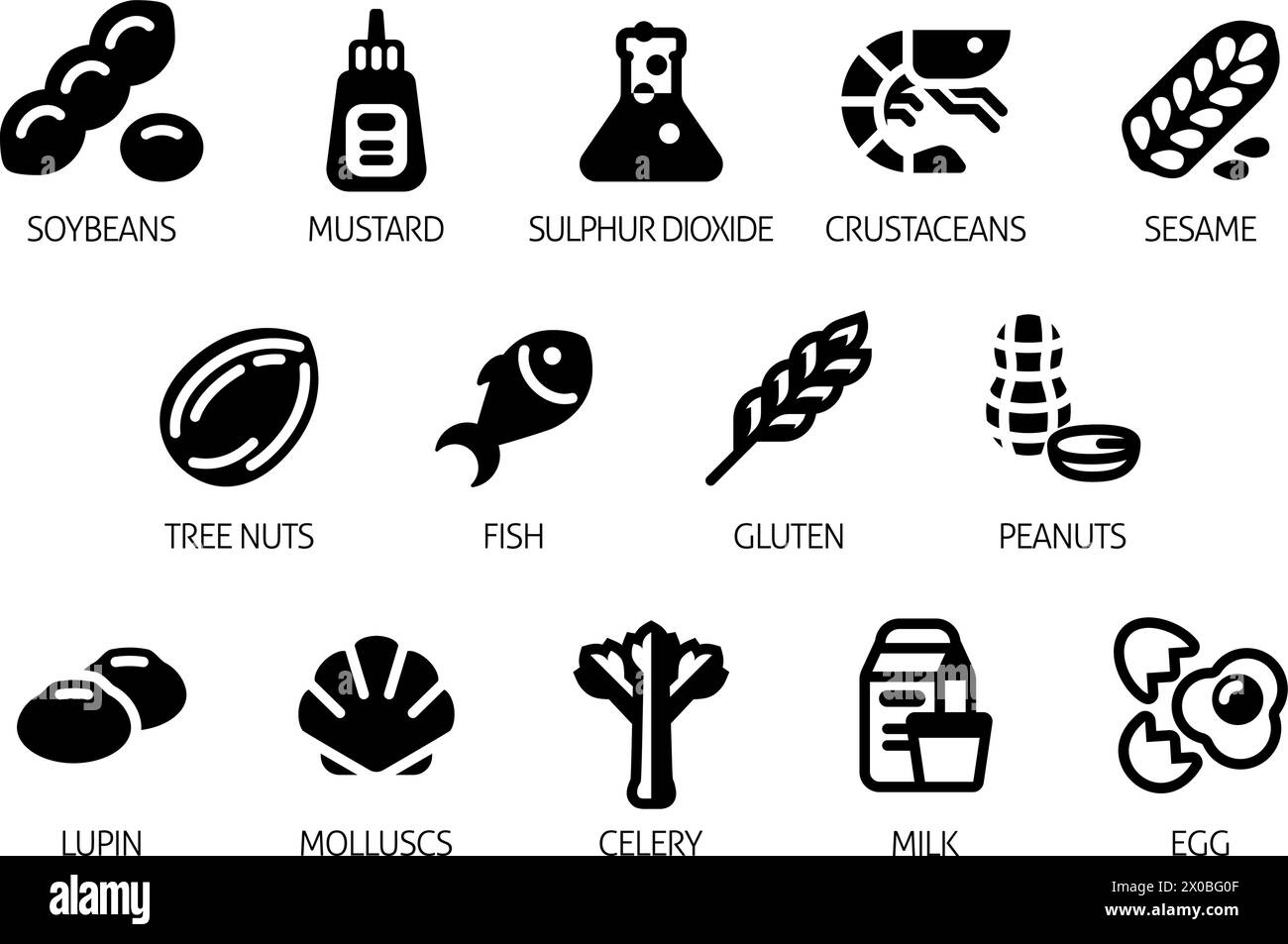 Allergen Food Major Allergy Icons Stock Vector Image & Art - Alamy