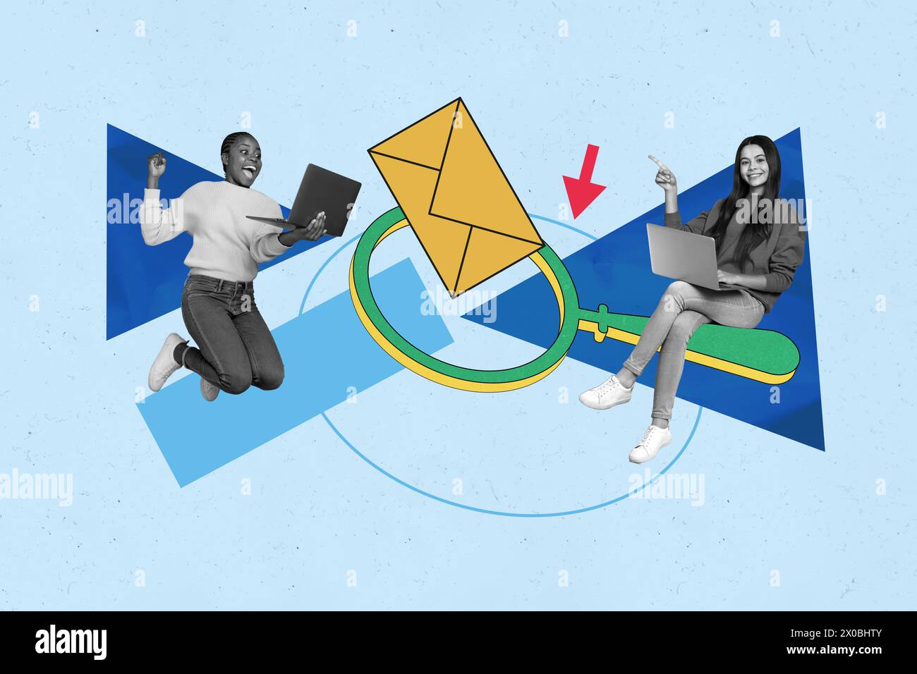 Composite collage picture image of working process career receive ...