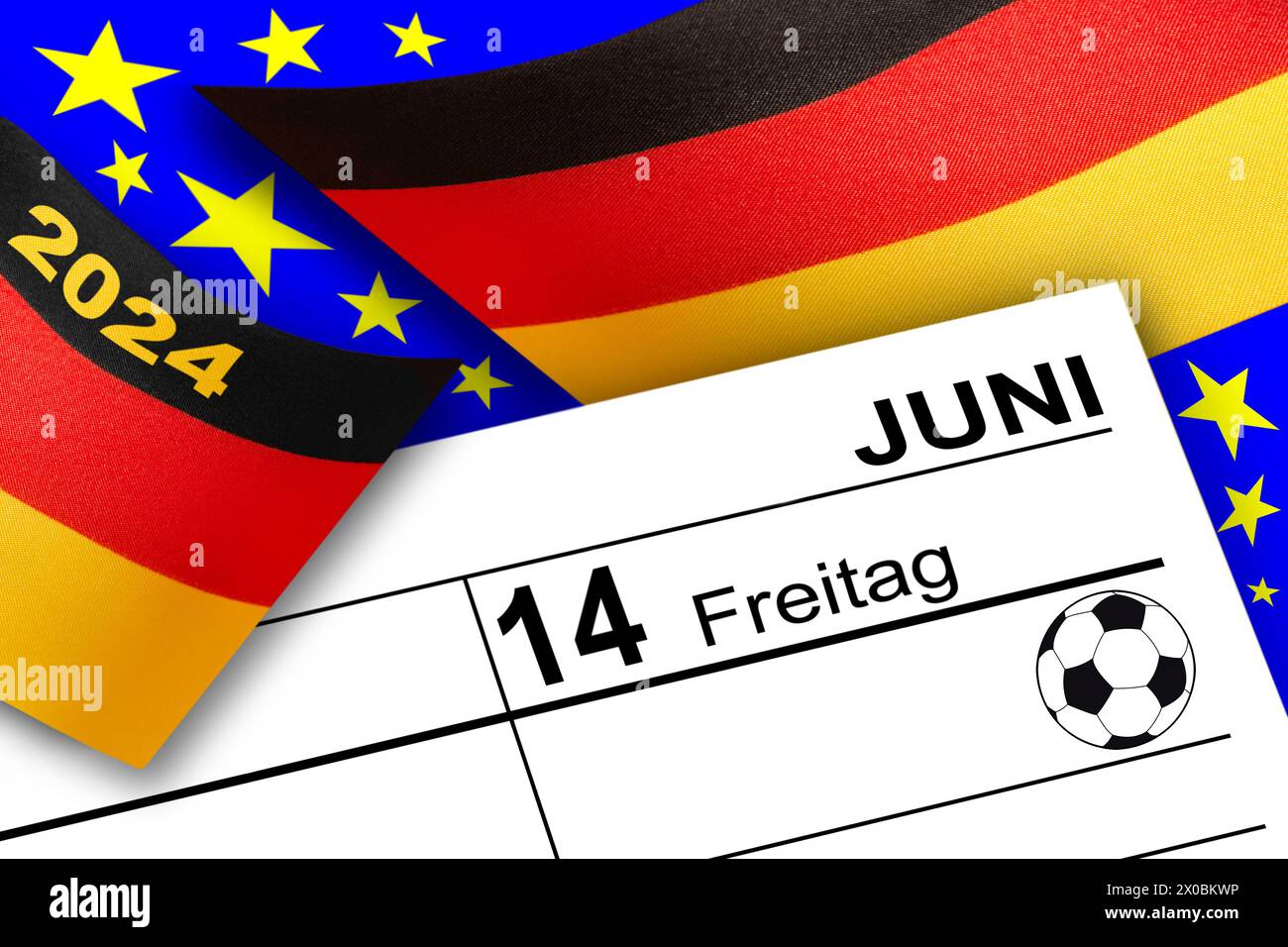 Calendar and Football Friday June 14 2024 German Flag Stock Photo - Alamy