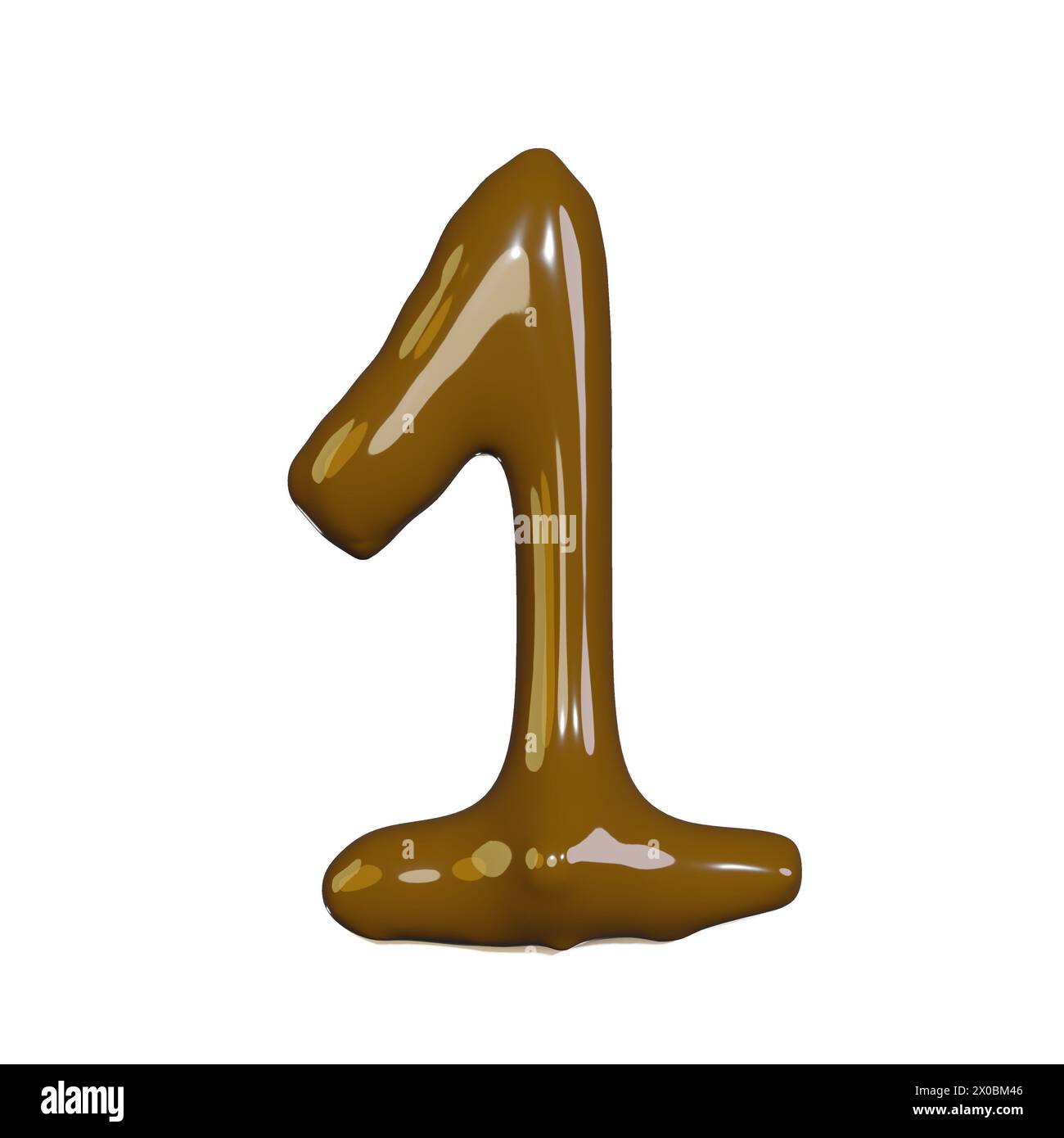 3d render of isolated on white of chocolate liquid number font for ...