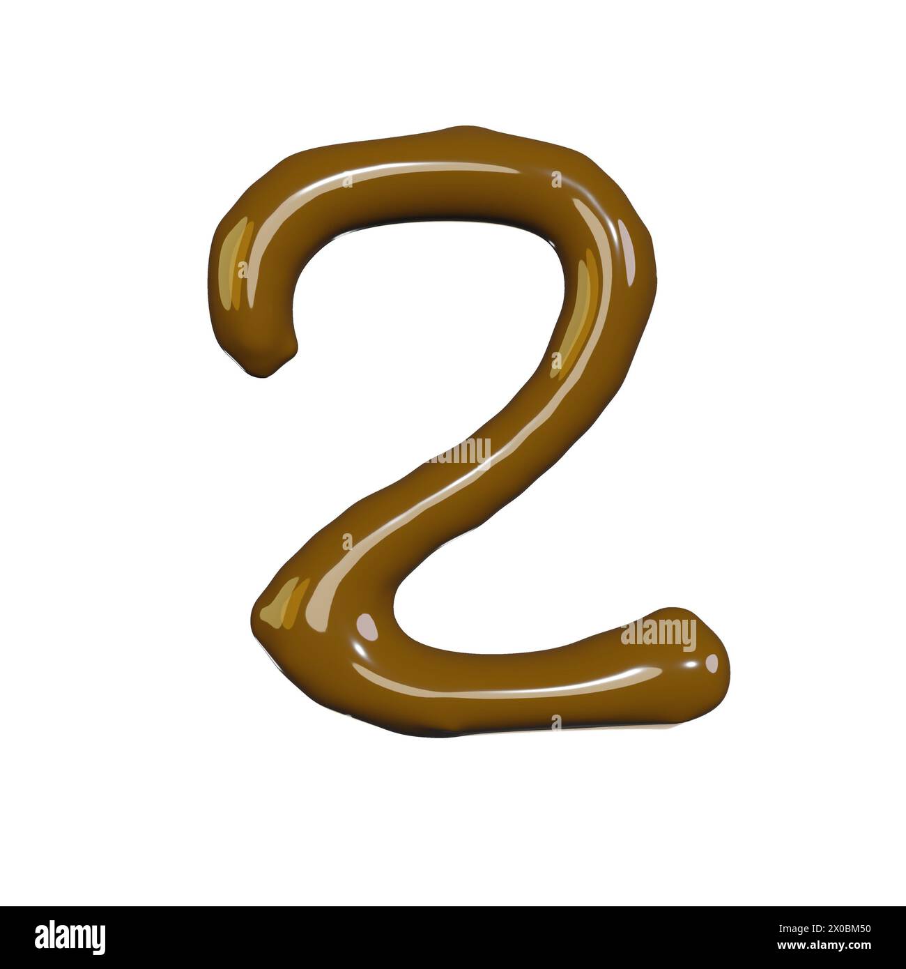 3d render of isolated on white of chocolate liquid number font for ...