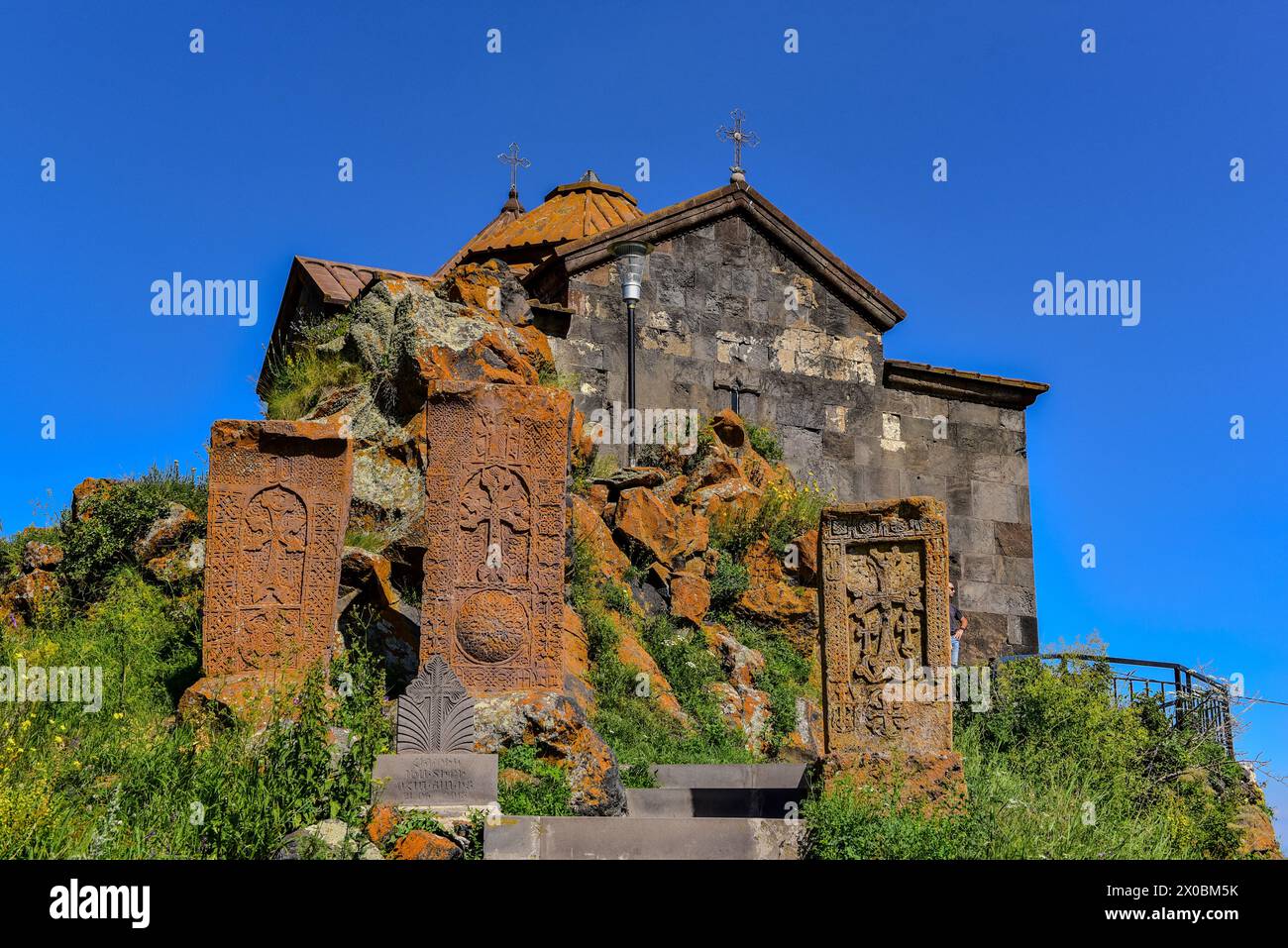 Front of 9th Century Hayravank Monastery on the shores of Lake Sevan ...