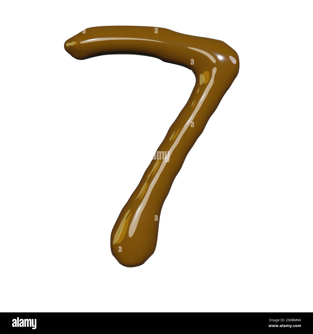3d render of isolated on white of chocolate liquid number font for ...