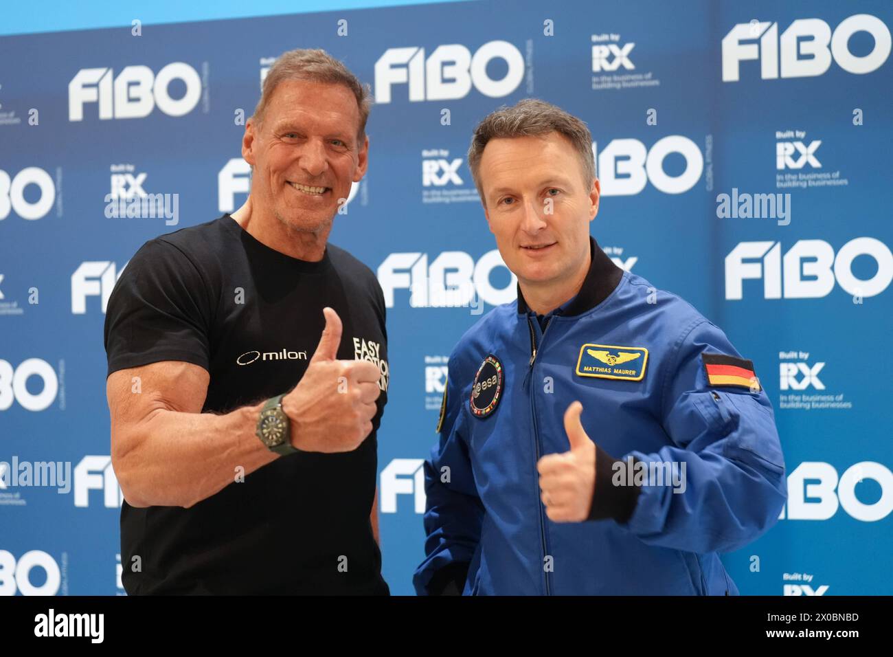 Eroeffnung FIBO 2024 Schauspieler Ralf Moeller gemeinsam mit Astronaut Matthias Maurerim ...