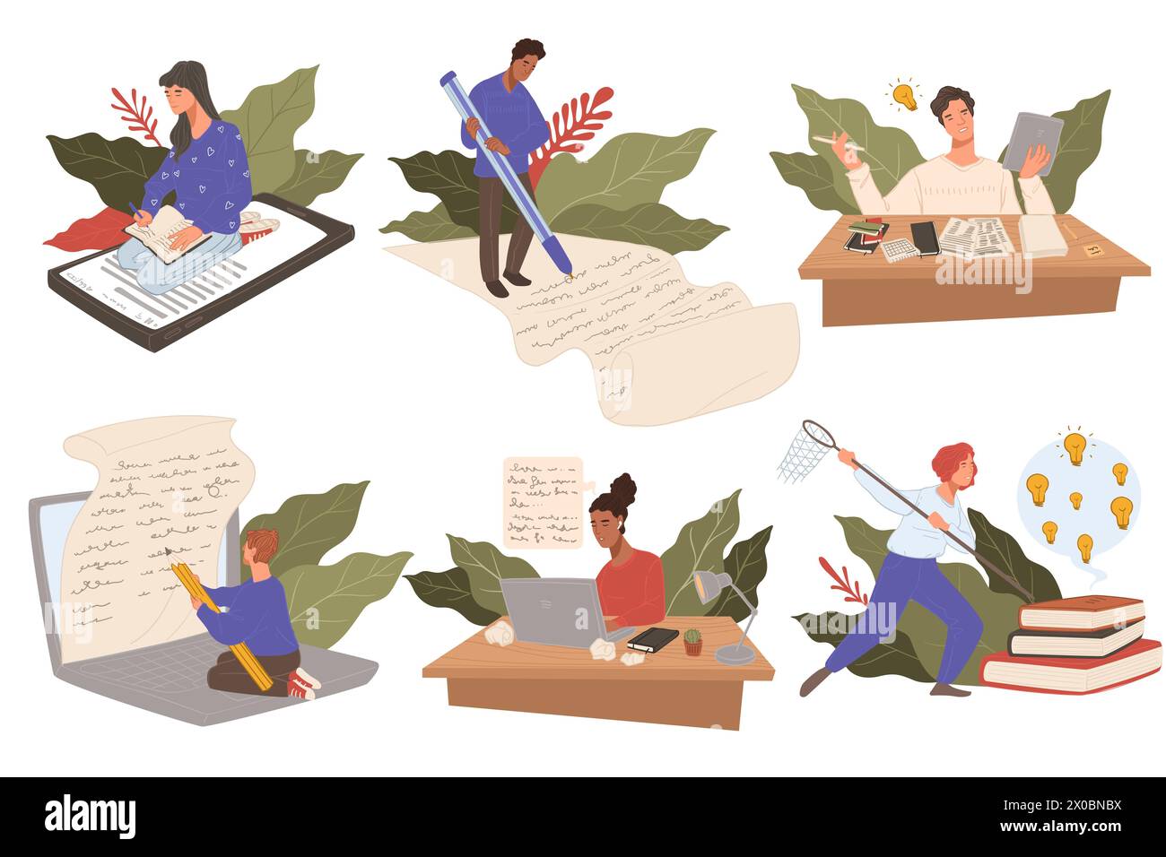 Copywriting and composing letters or texts vector Stock Vector Image ...