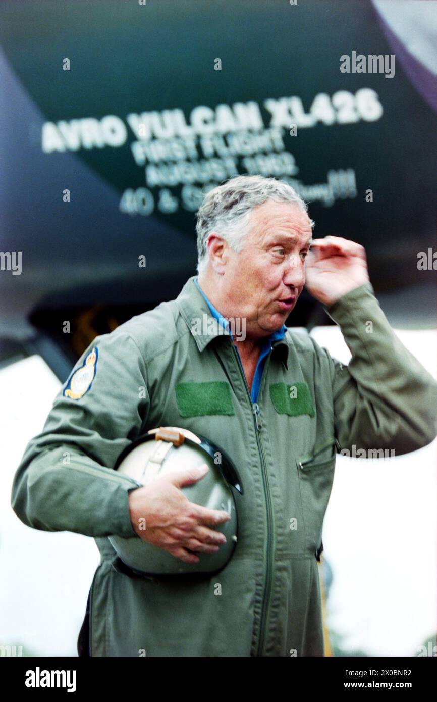 Author Frederick Forsyth pictured after taking the controls of Avro ...