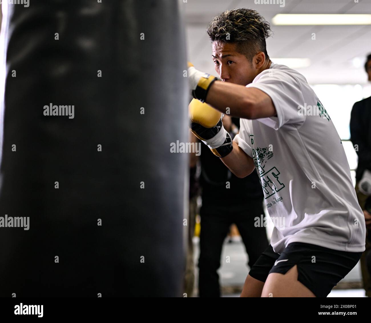 Takuma Inoue, WBA bantamweight champion of Japan trains during a public ...