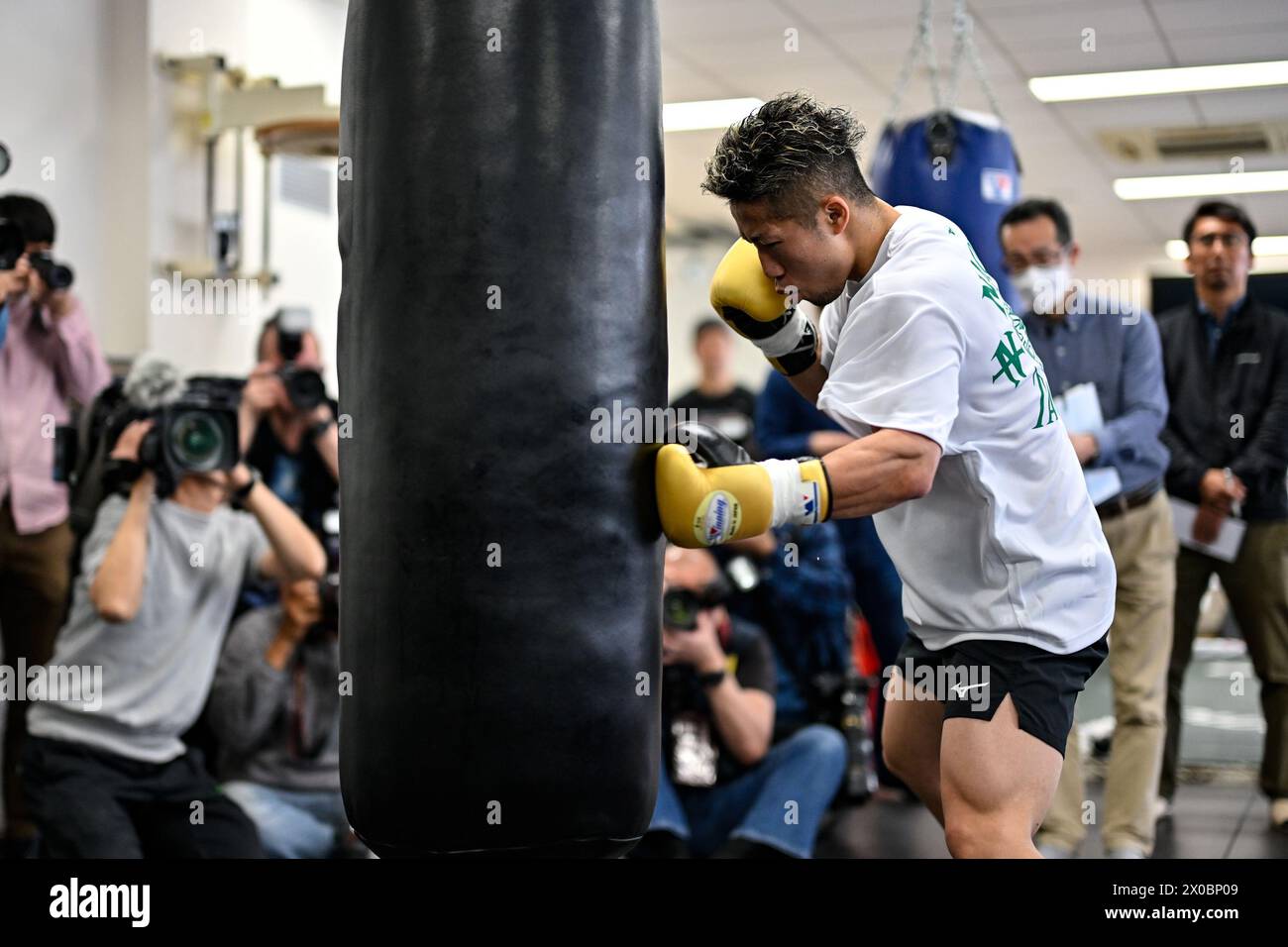 Takuma Inoue, WBA bantamweight champion of Japan trains during a public ...
