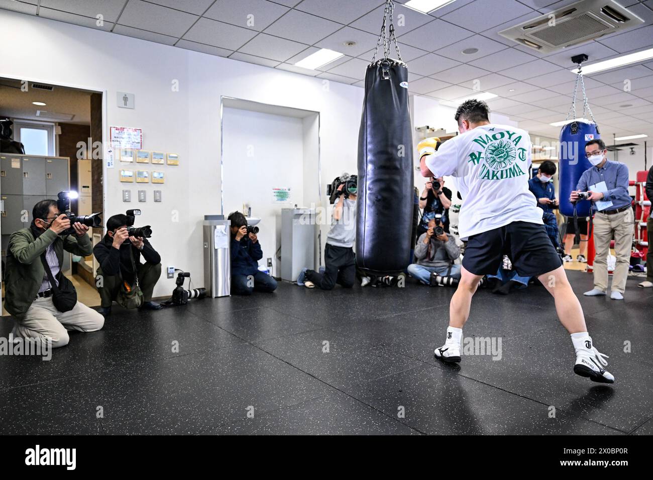 Takuma Inoue, WBA bantamweight champion of Japan trains during a public ...