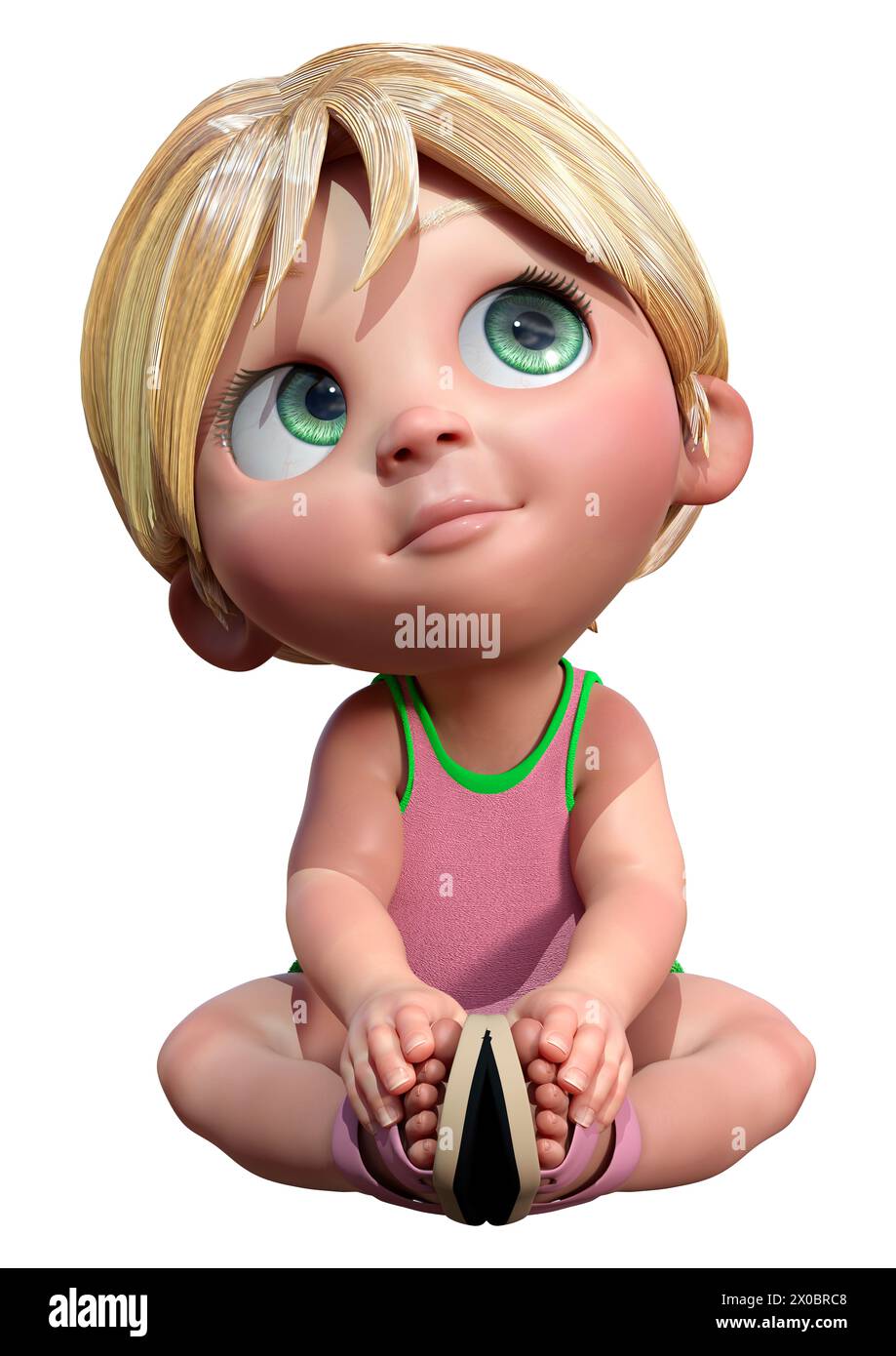 3D rendering of a cute cartoon baby girl isolated on white background ...