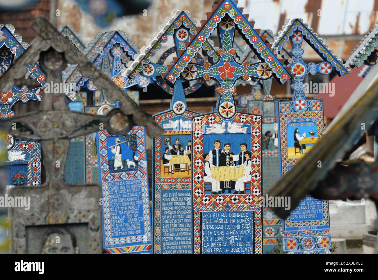 The Merry Cemetery, Cimitirul Vesel, Sapanta, Maramures, Romania Stock ...
