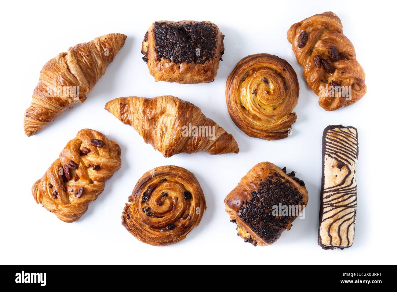 Set of bakery pastries isolated on white background Stock Photo - Alamy