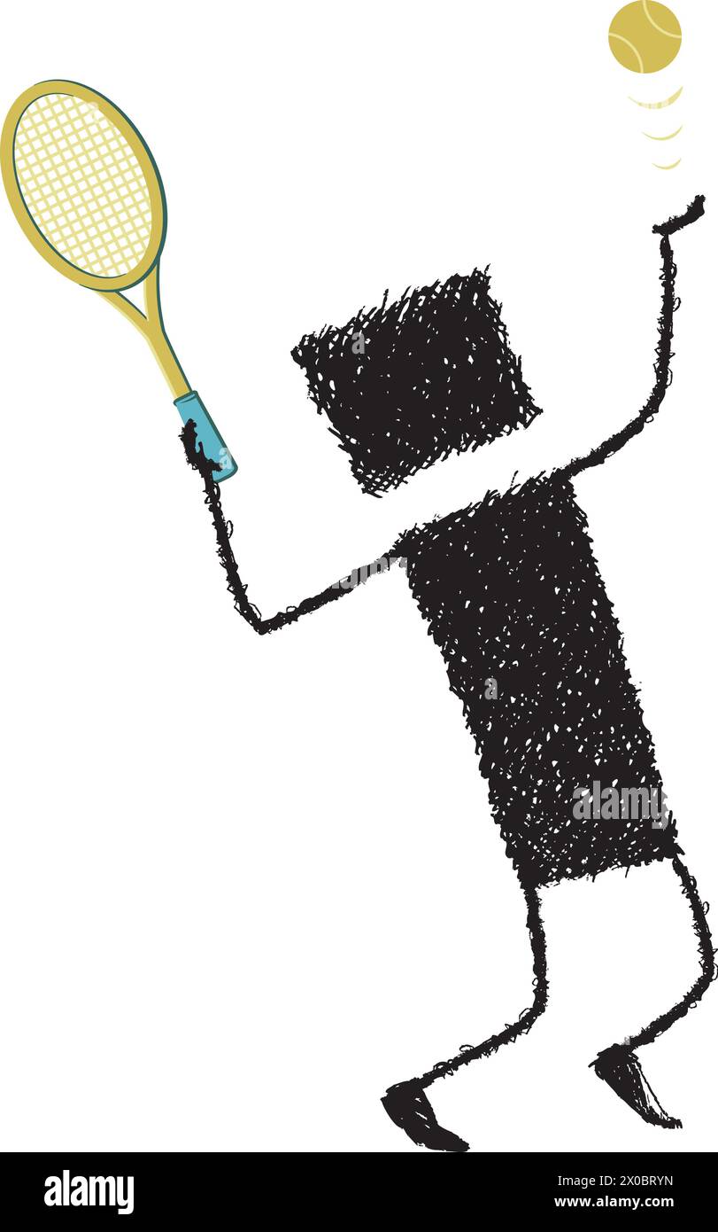 Illustration of a stick figure playing tennis Stock Vector Image & Art ...
