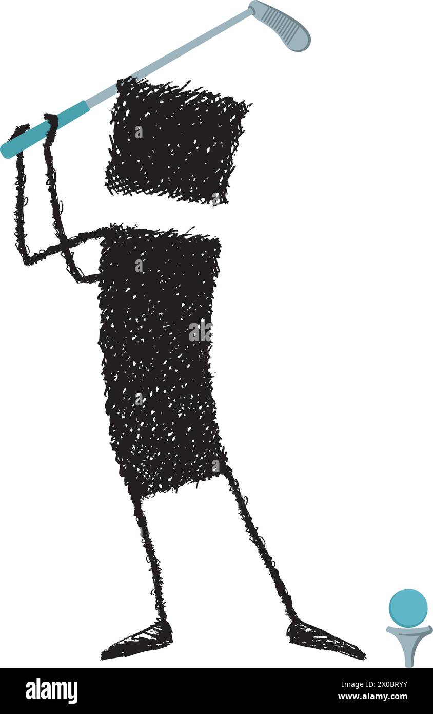 Illustration of a stick figure playing golf Stock Vector Image & Art ...