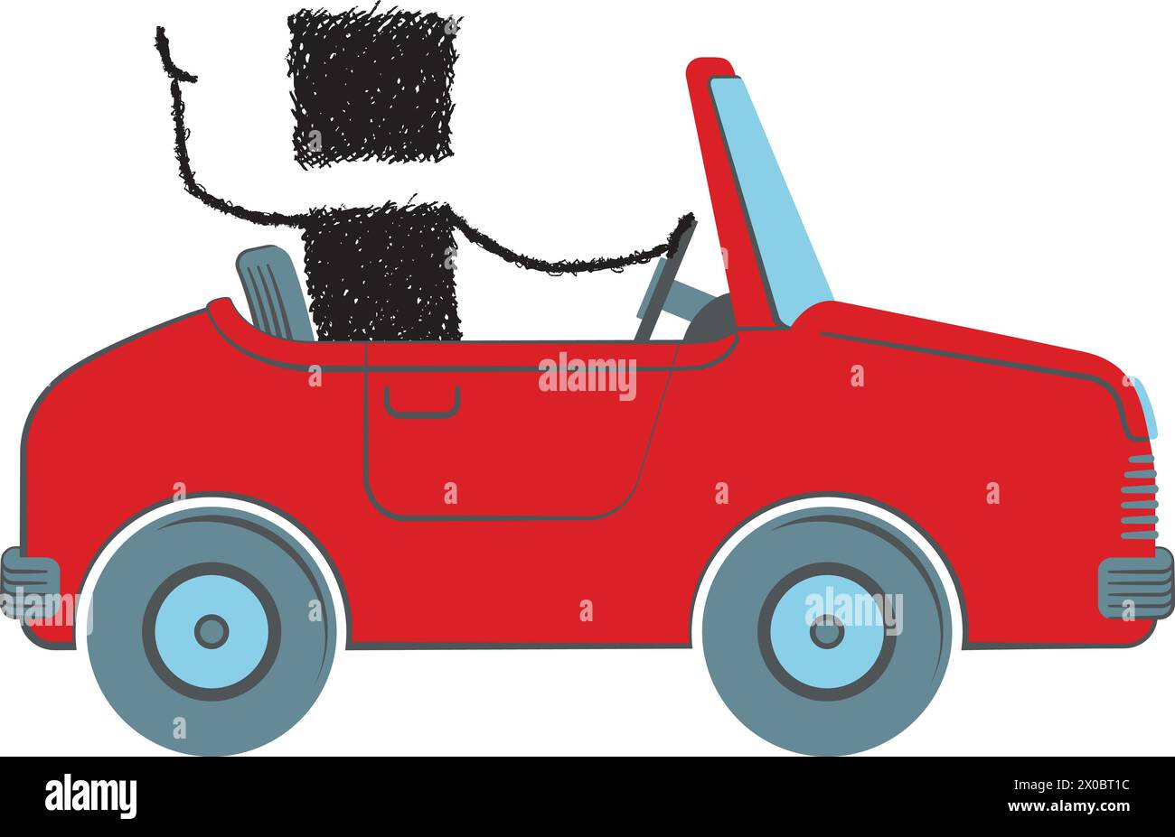Illustration of a stick figure driving a red car Stock Vector Image ...