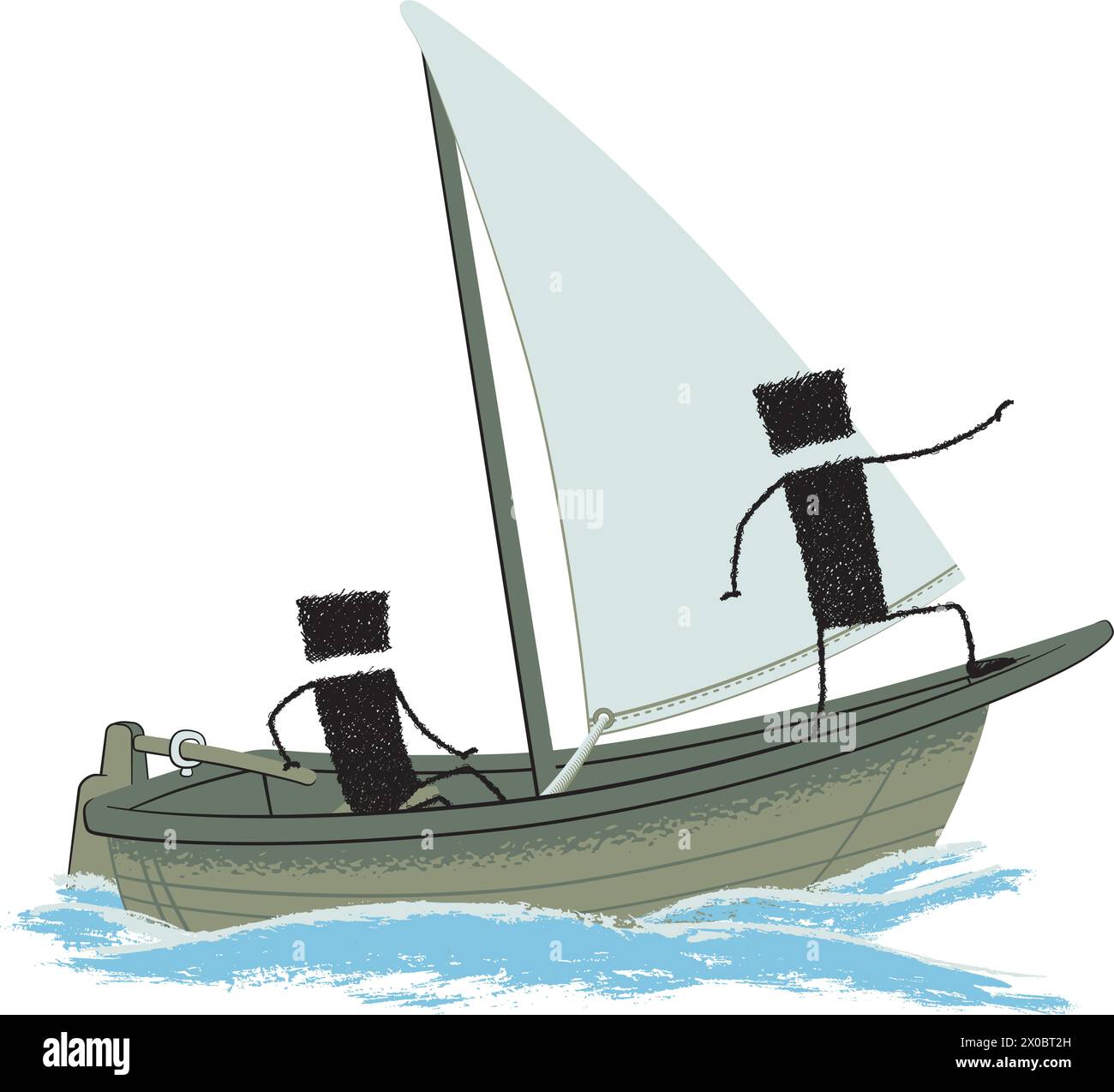 Sailboat with one person Stock Vector Images - Alamy